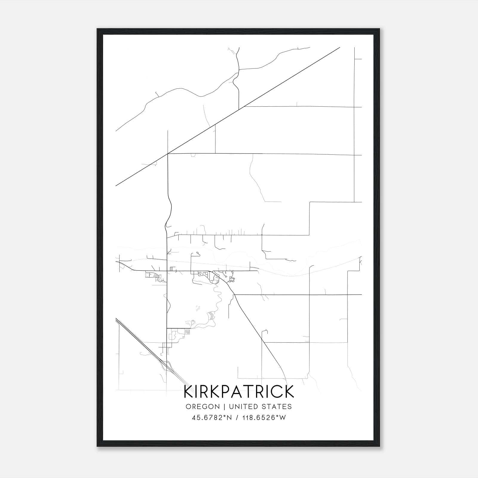 Kirkpatrick Oregon Map Poster, Modern Home Decor Wall Art Print ...