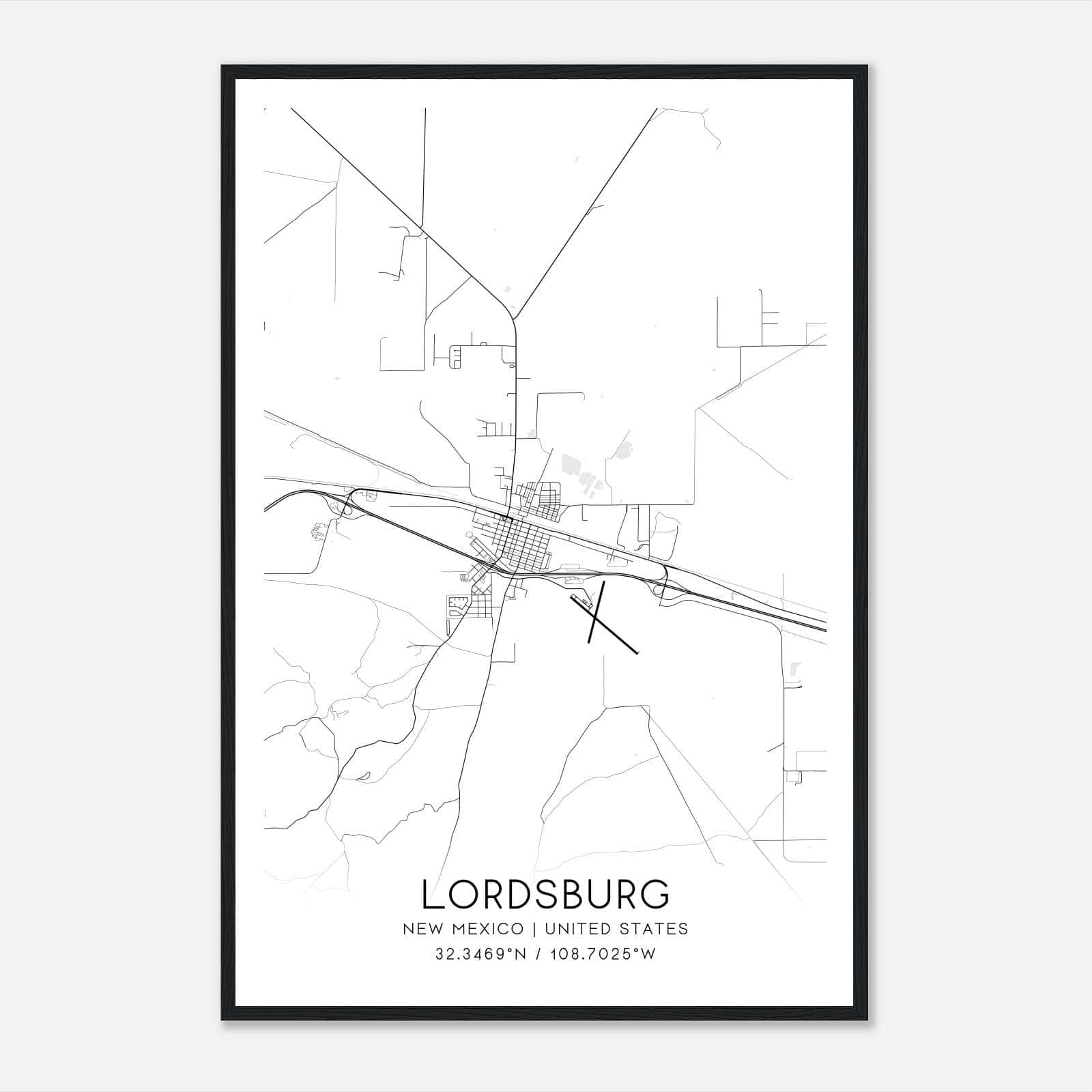 Lordsburg New Mexico Map Poster, Modern Home Decor Wall Art Print ...