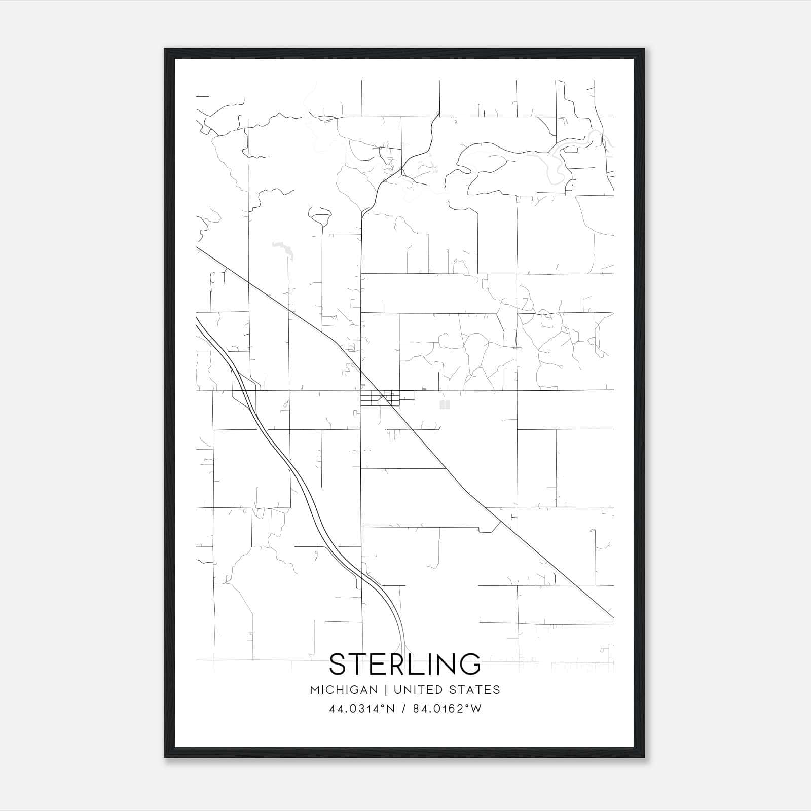 Sterling Michigan Map Poster, Modern Home Decor Wall Art Print - Custom ...