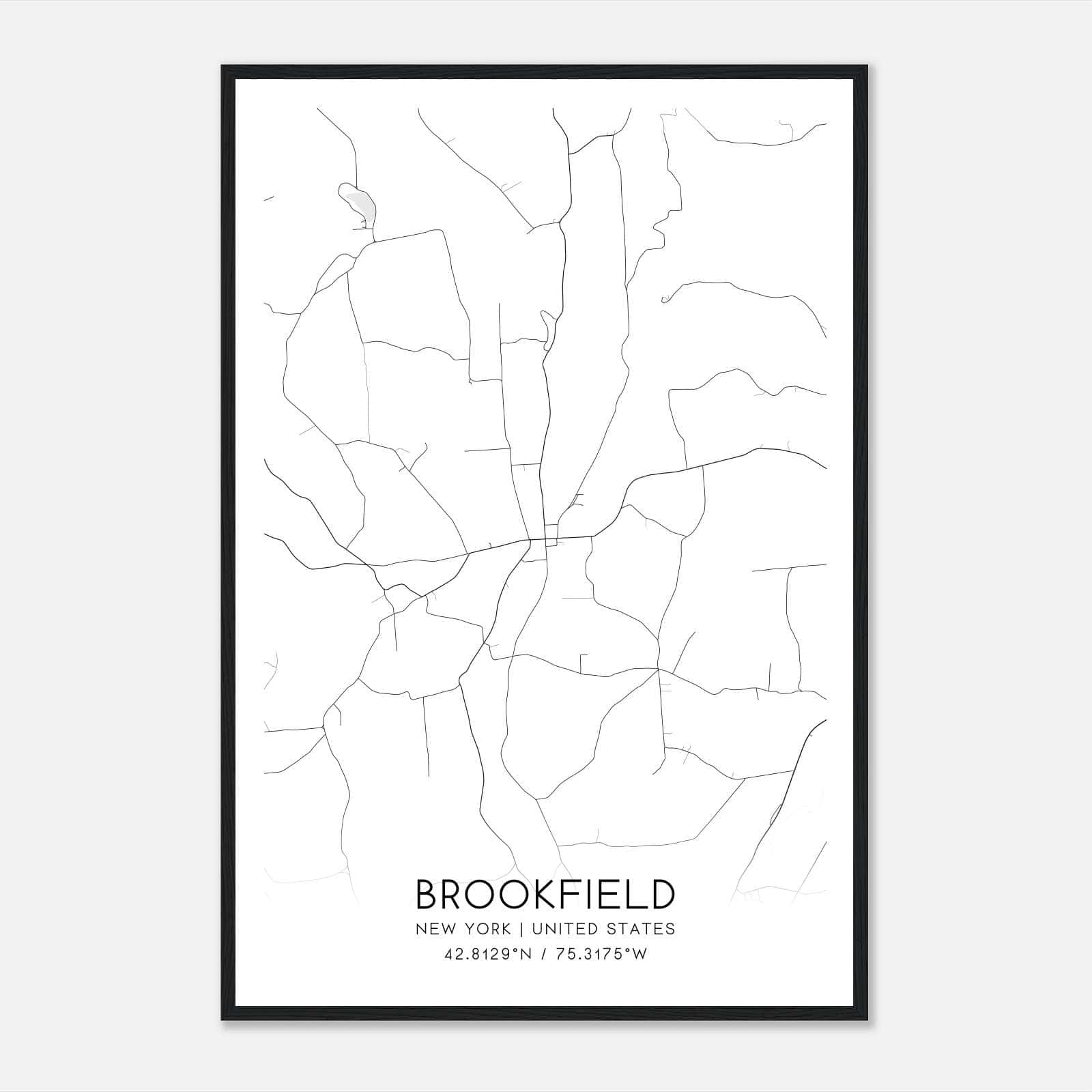 Brookfield New York Map Poster, Modern Home Decor Wall Art Print ...