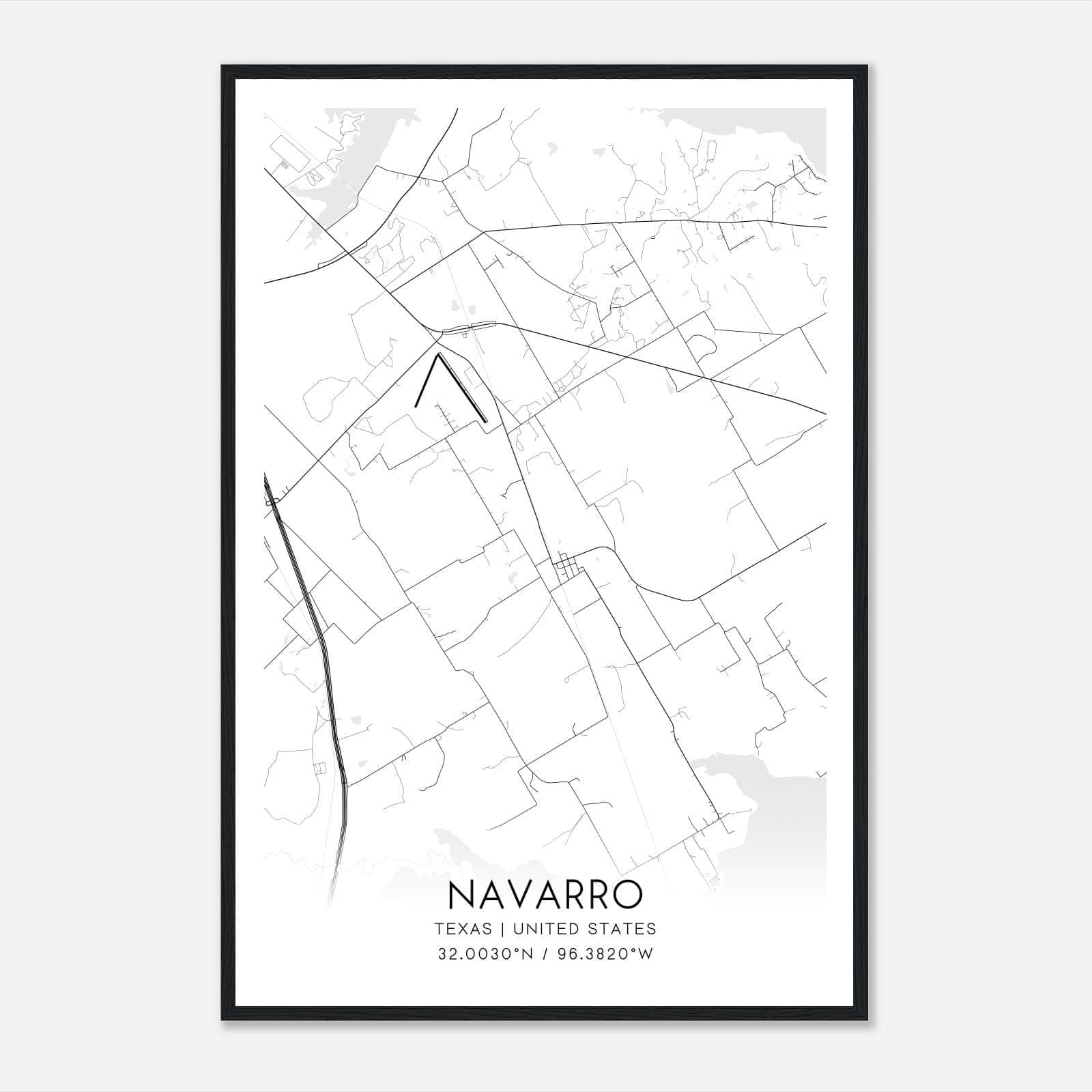 Navarro Texas Map Poster, Modern Home Decor Wall Art Print - Custom ...