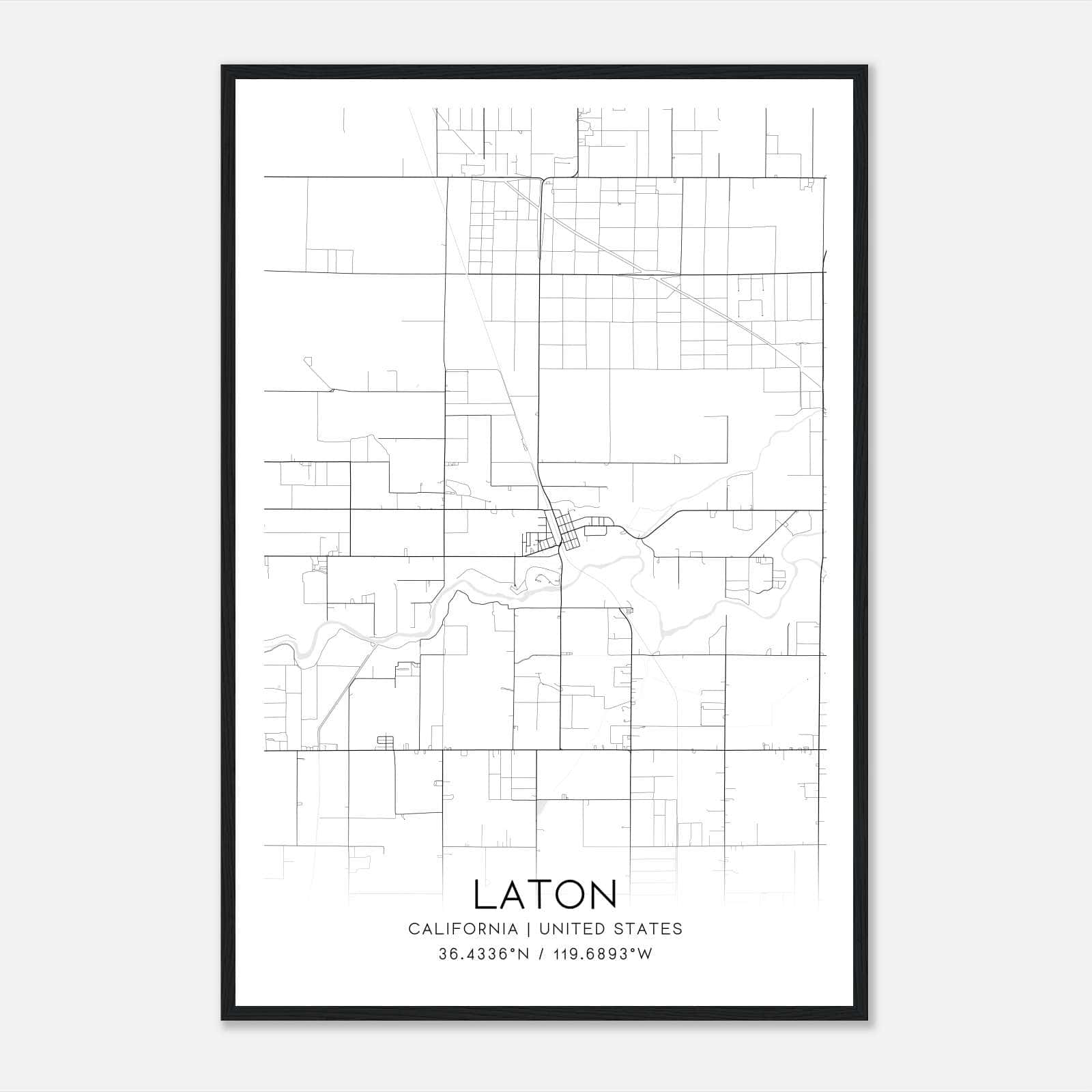 Laton California Map Poster, Modern Home Decor Wall Art Print - Custom ...