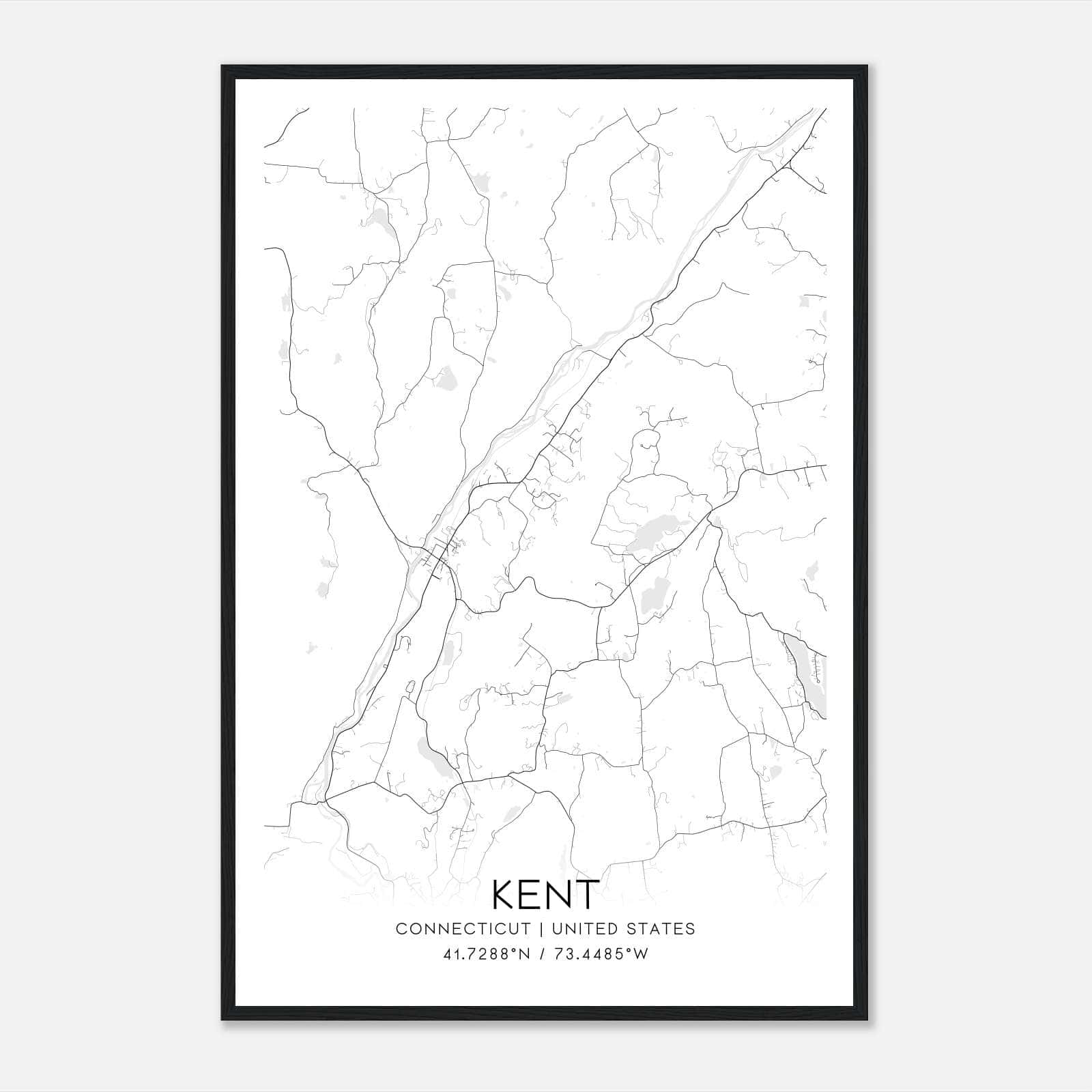 Kent Connecticut Map Poster, Modern Home Decor Wall Art Print - Custom ...