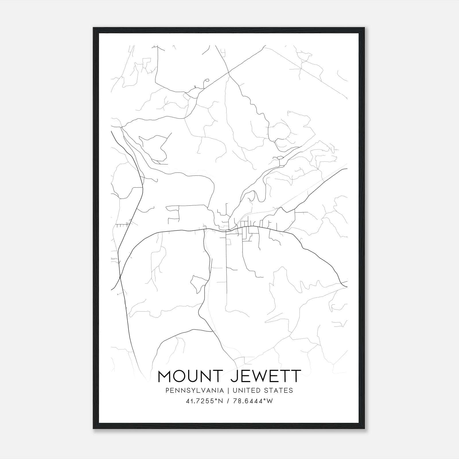 Mount Jewett Pennsylvania Map Poster, Modern Home Decor Wall Art Print ...