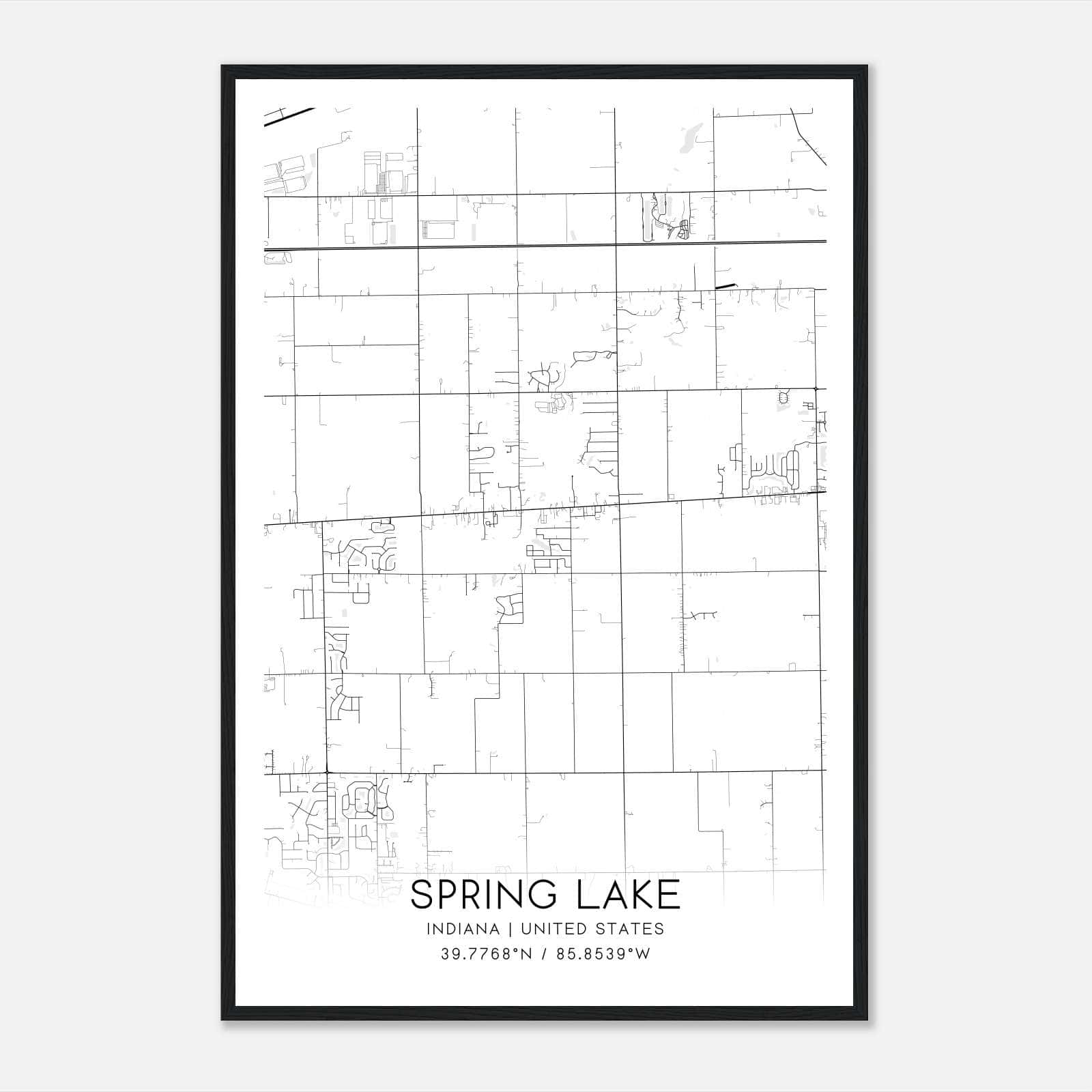 Spring Lake Indiana Map Poster, Modern Home Decor Wall Art Print ...