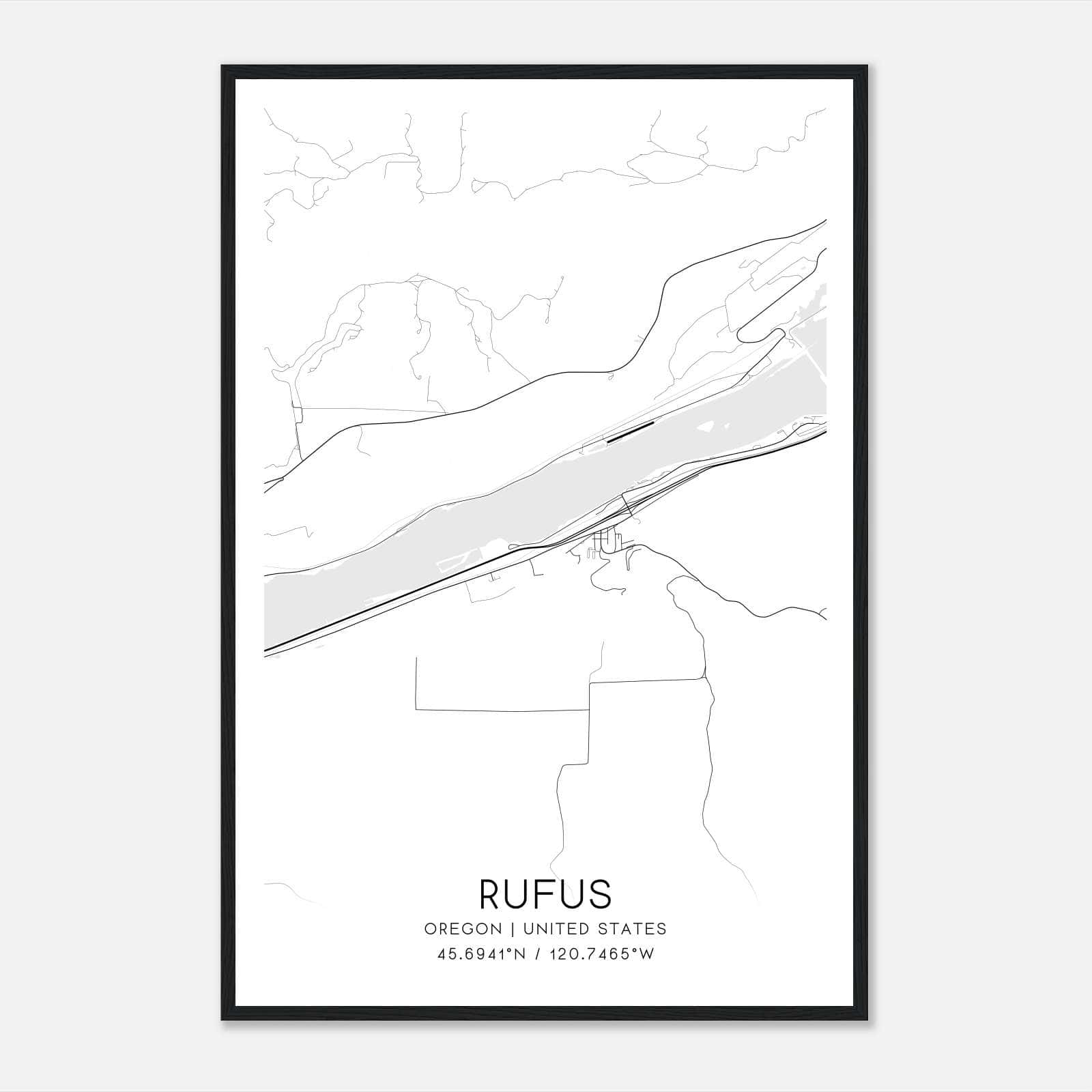 Rufus Oregon Map Poster, Modern Home Decor Wall Art Print - Custom Maps ...
