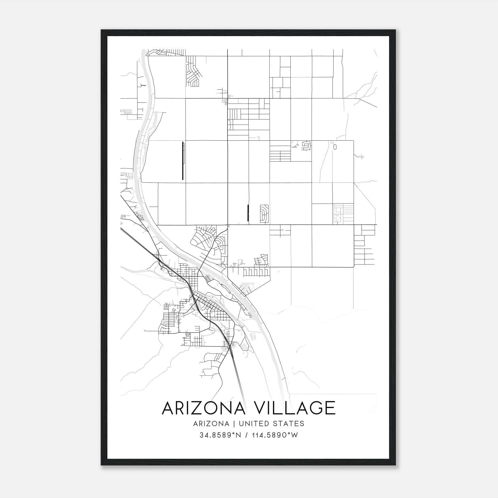 Arizona Village Arizona Map Poster, Modern Home Decor Wall Art Print ...