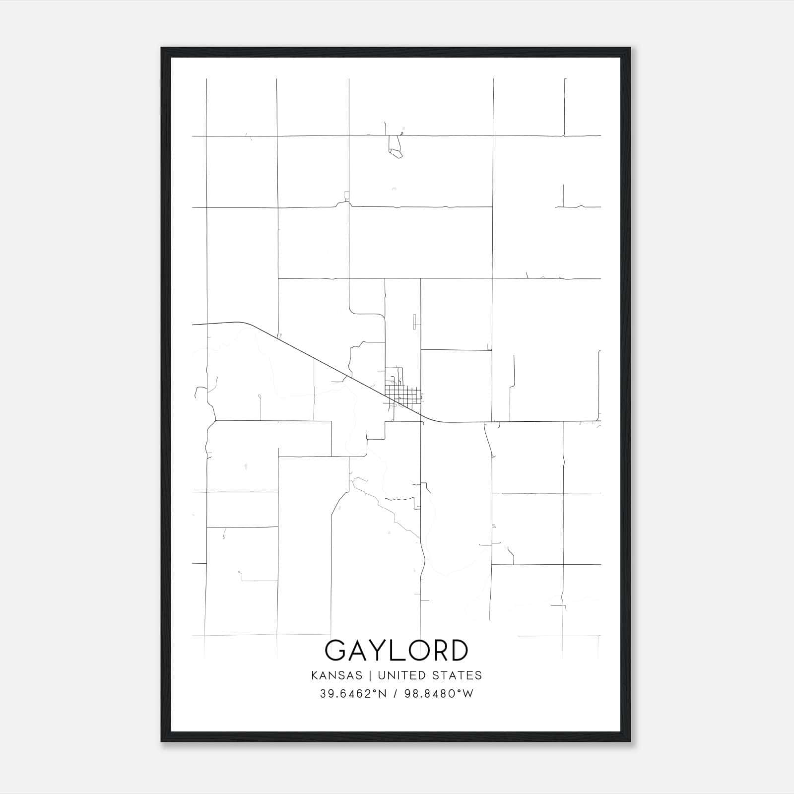 Gaylord Kansas Map Poster, Modern Home Decor Wall Art Print - Custom ...