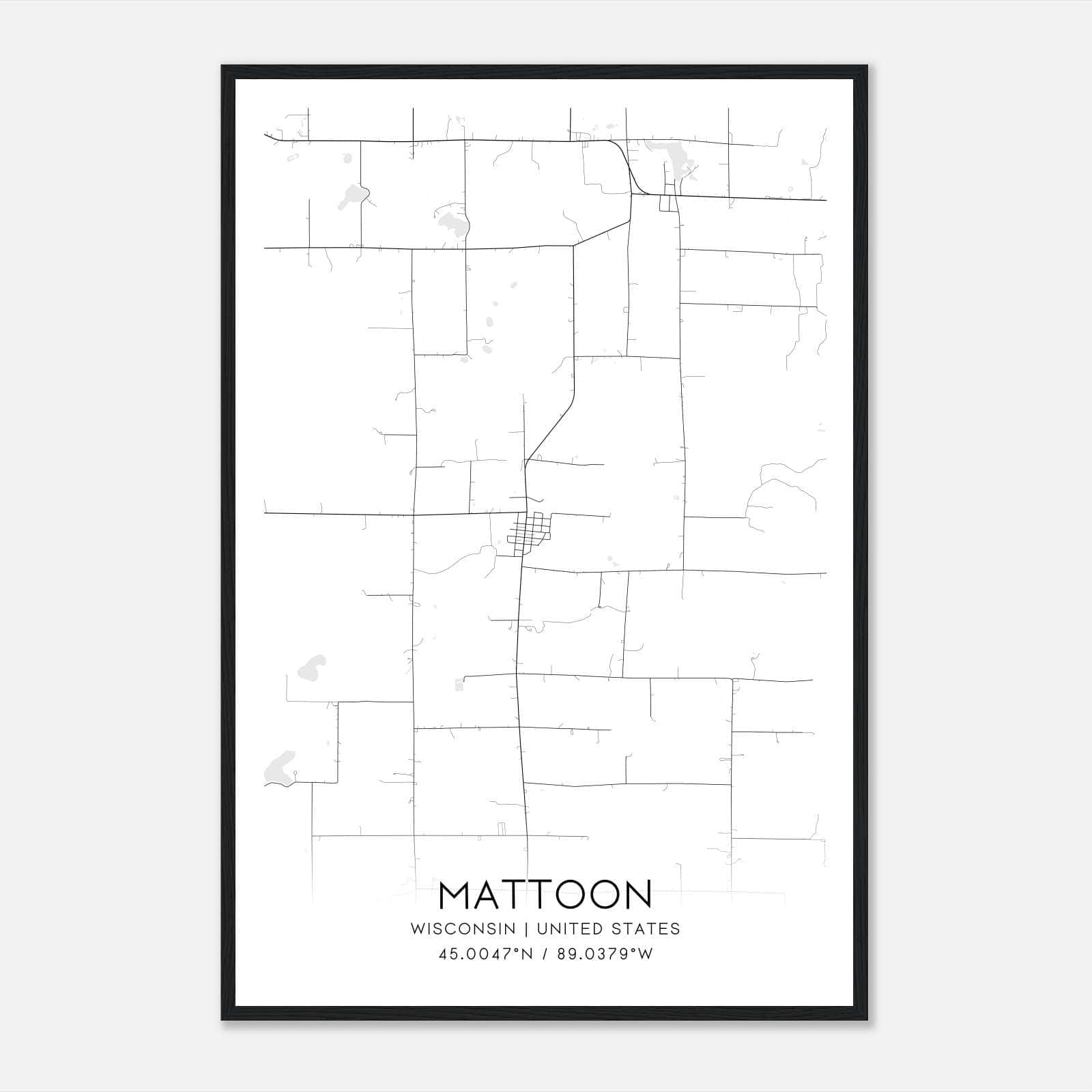 Mattoon Wisconsin Map Poster, Modern Home Decor Wall Art Print - Custom ...