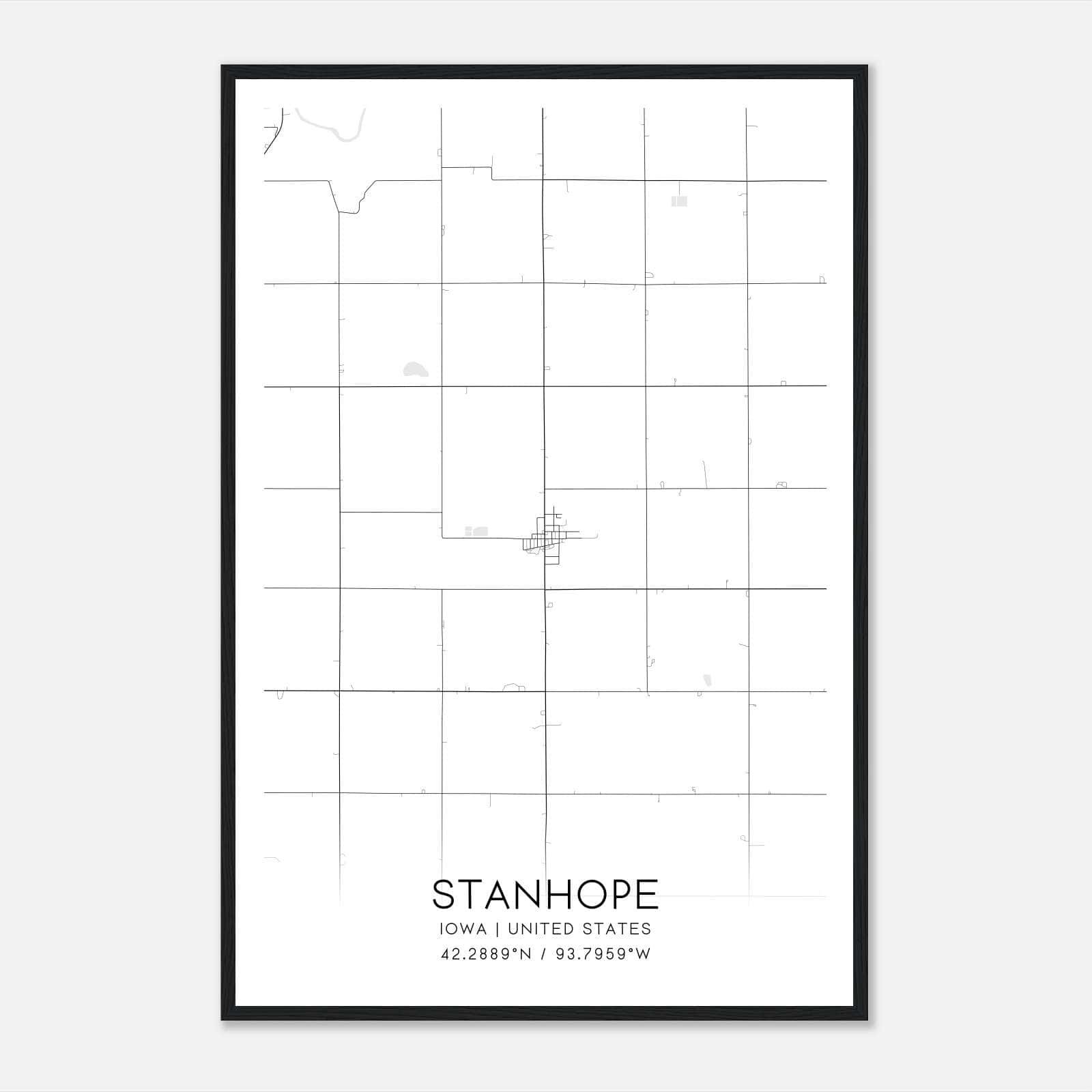 Stanhope Iowa Map Poster, Modern Home Decor Wall Art Print - Custom ...
