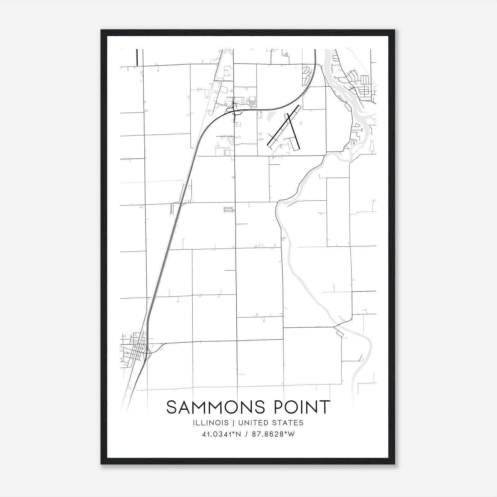 Sammons Point Illinois Map Poster, Modern Home Decor Wall Art Print ...