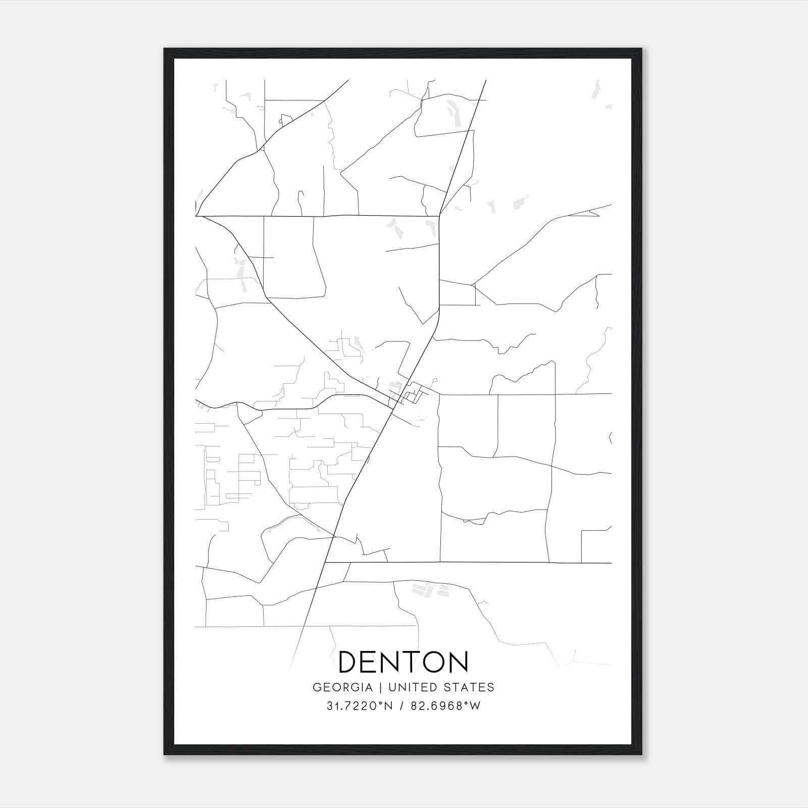 Denton Georgia Map Poster, Modern Home Decor Wall Art Print - Custom ...