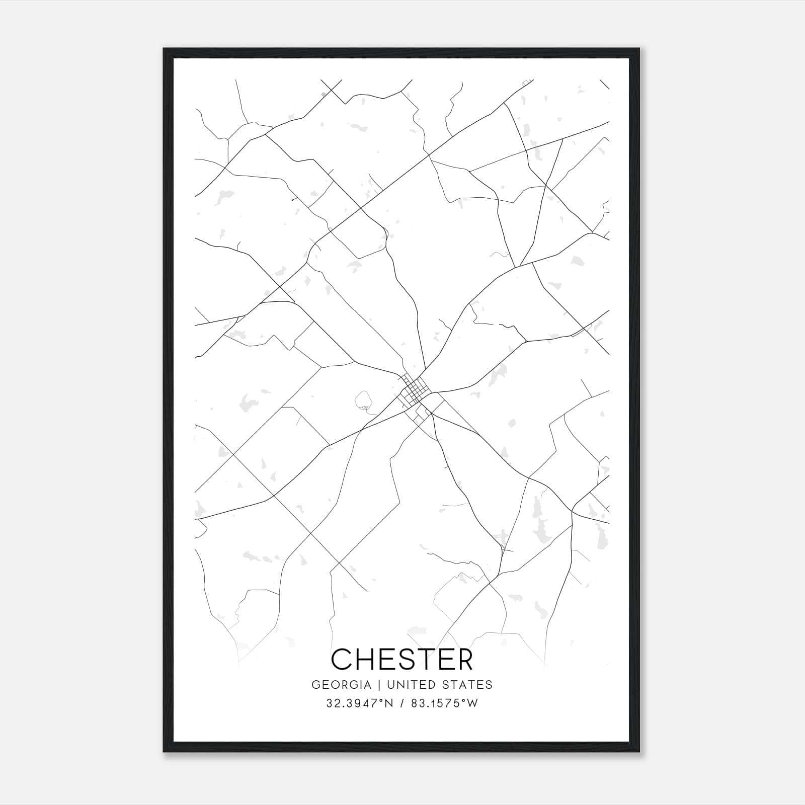 Chester Georgia Map Poster, Modern Home Decor Wall Art Print - Custom ...