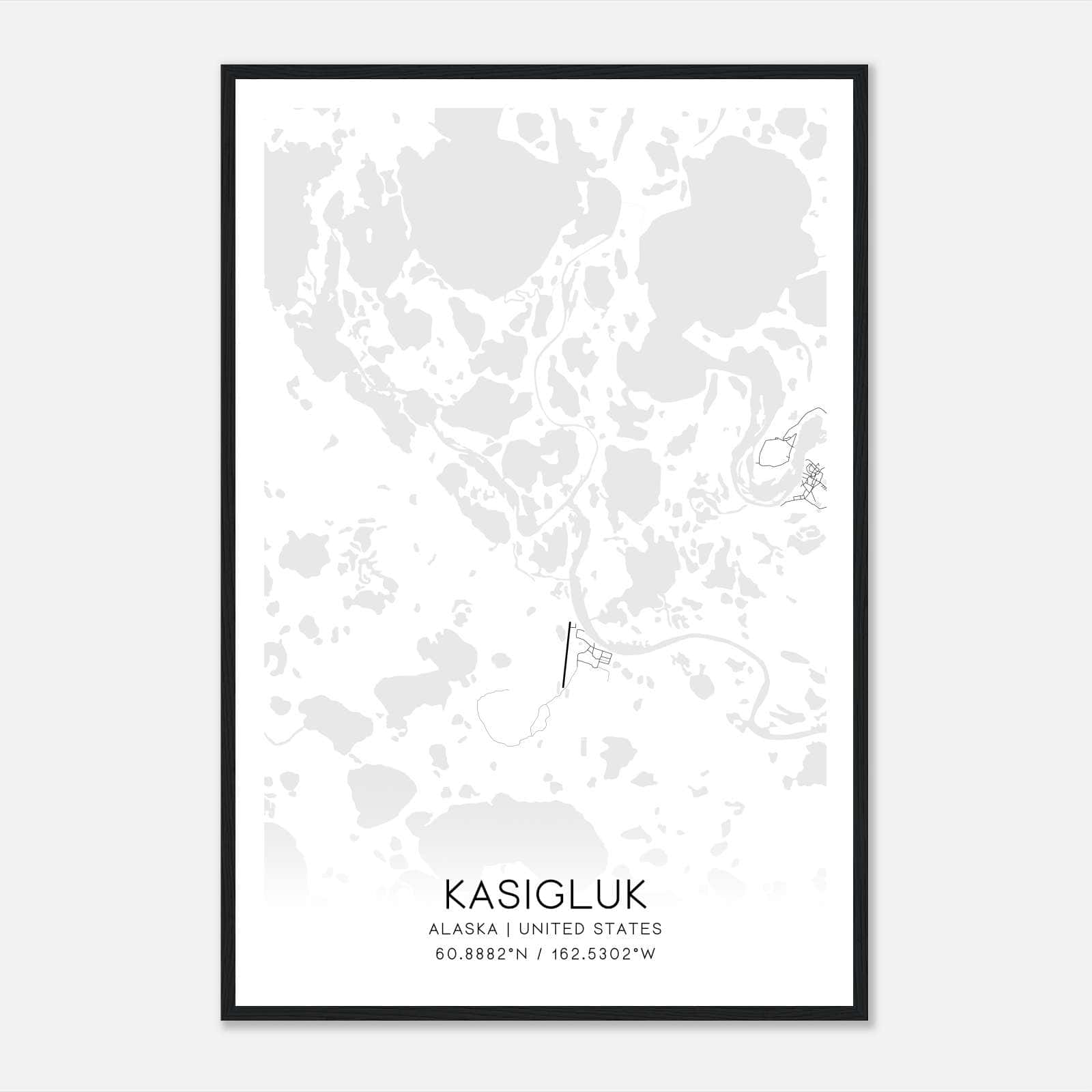 Kasigluk Alaska Map Poster, Modern Home Decor Wall Art Print - Custom ...