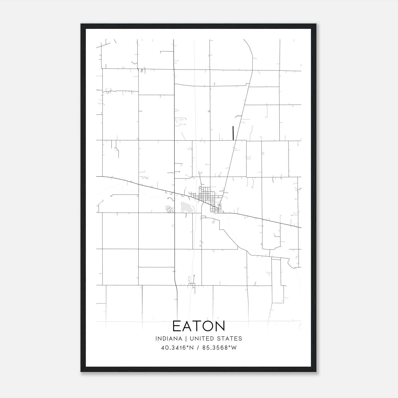 Eaton Indiana Map Poster, Modern Home Decor Wall Art Print - Custom ...