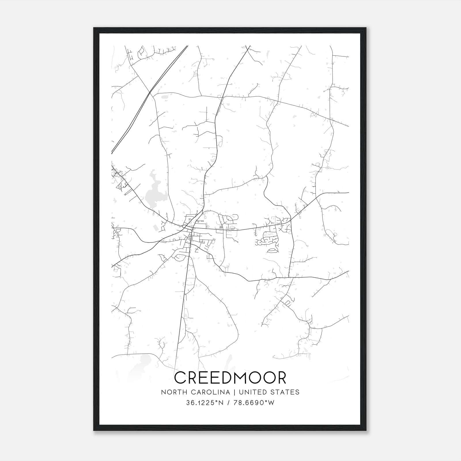 Creedmoor North Carolina Map Poster, Modern Home Decor Wall Art Print ...