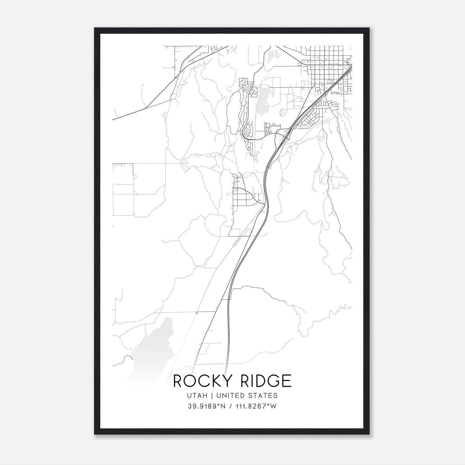 Rocky Ridge Utah Map Poster, Modern Home Decor Wall Art Print - Custom ...