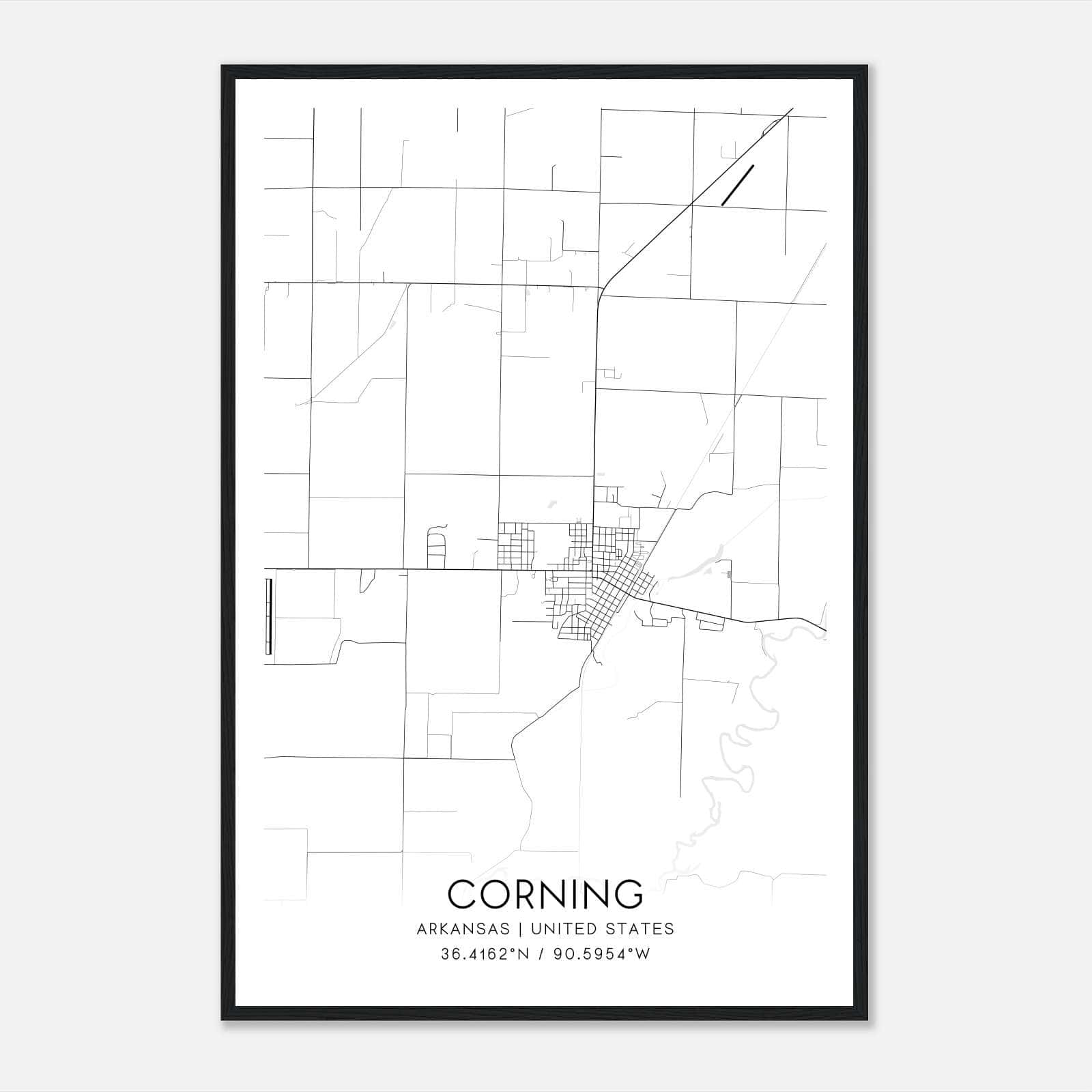 Corning Arkansas Map Poster, Modern Home Decor Wall Art Print - Custom ...