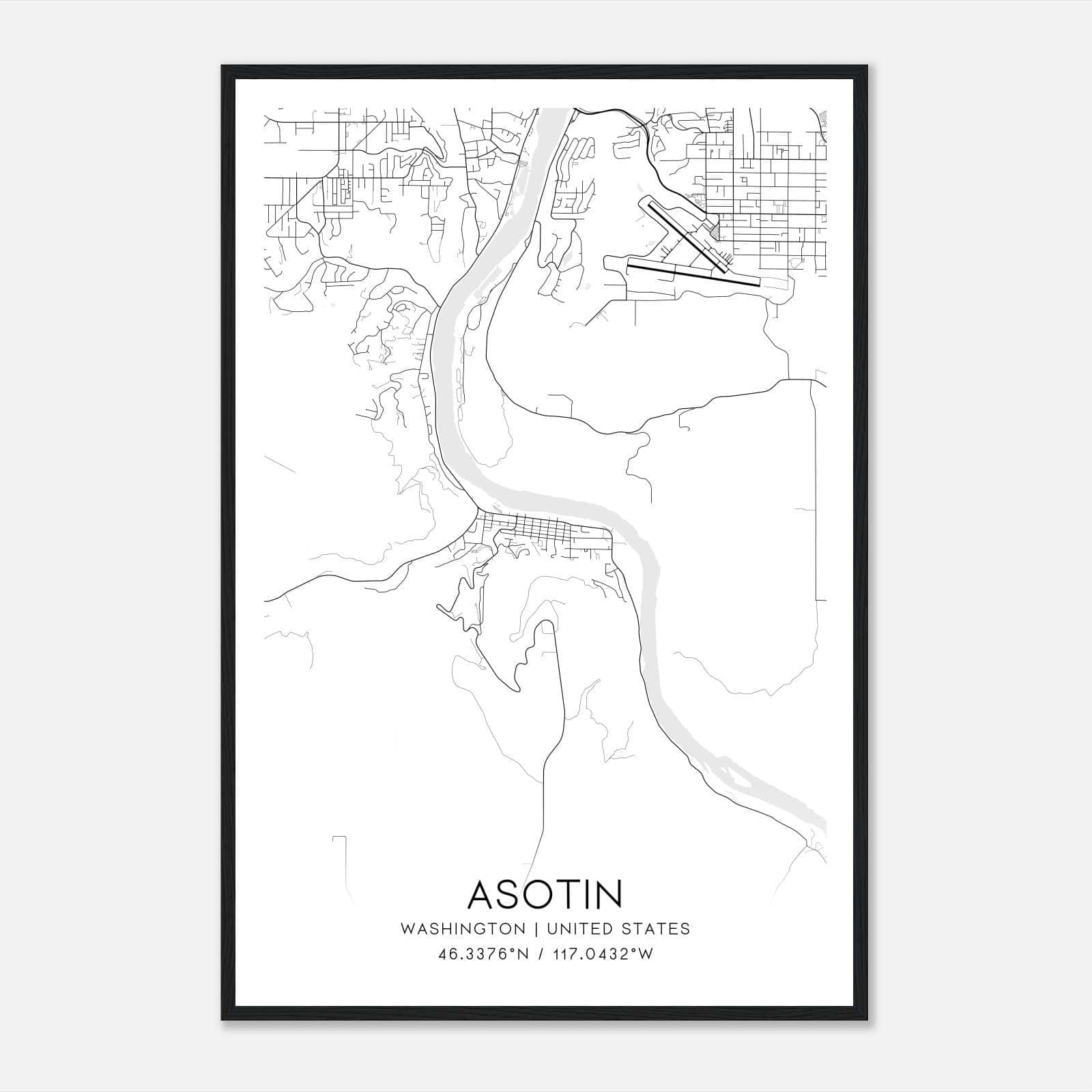 Asotin Washington Map Poster, Modern Home Decor Wall Art Print - Custom ...
