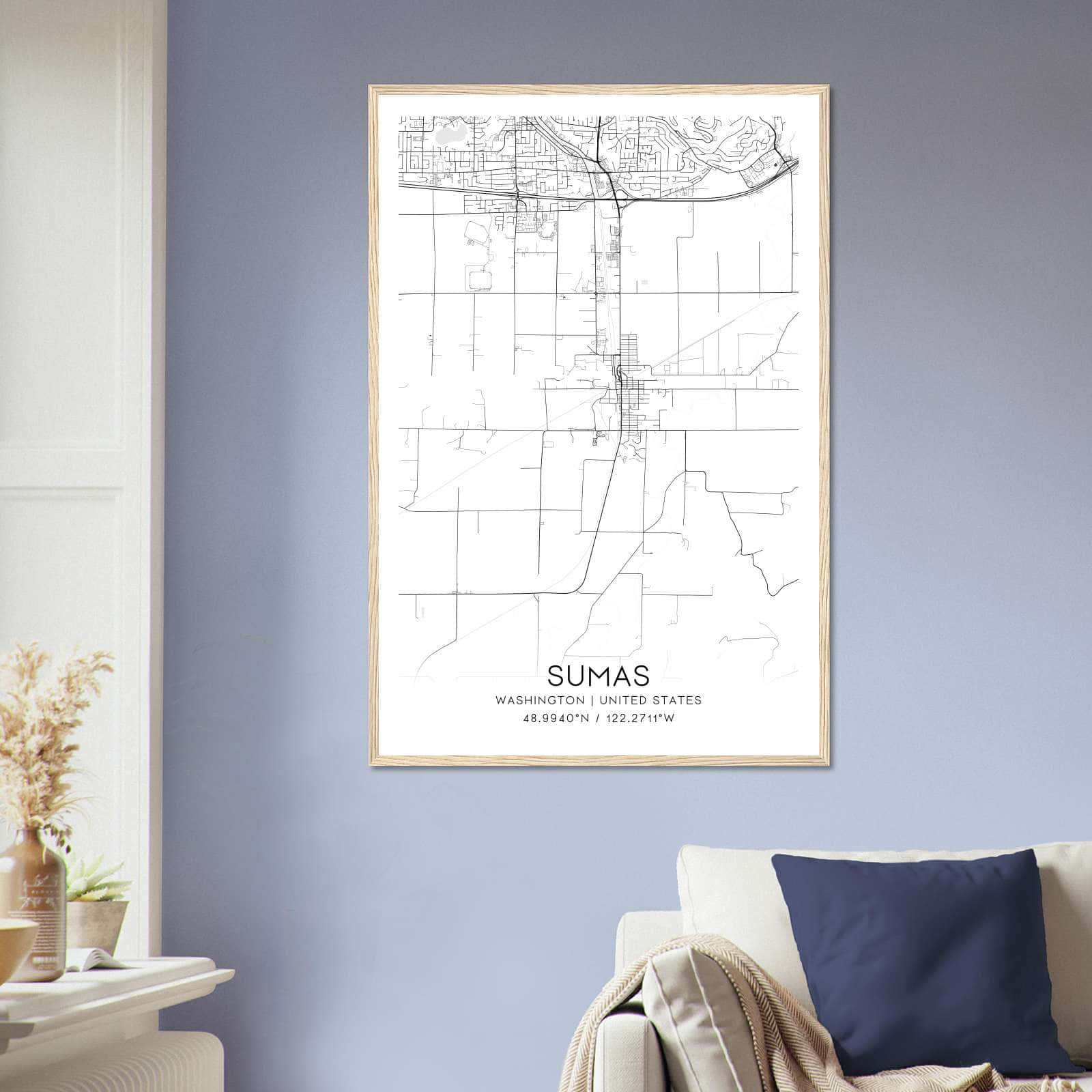 Sumas Washington Map Poster, Modern Home Decor Wall Art Print - Custom ...