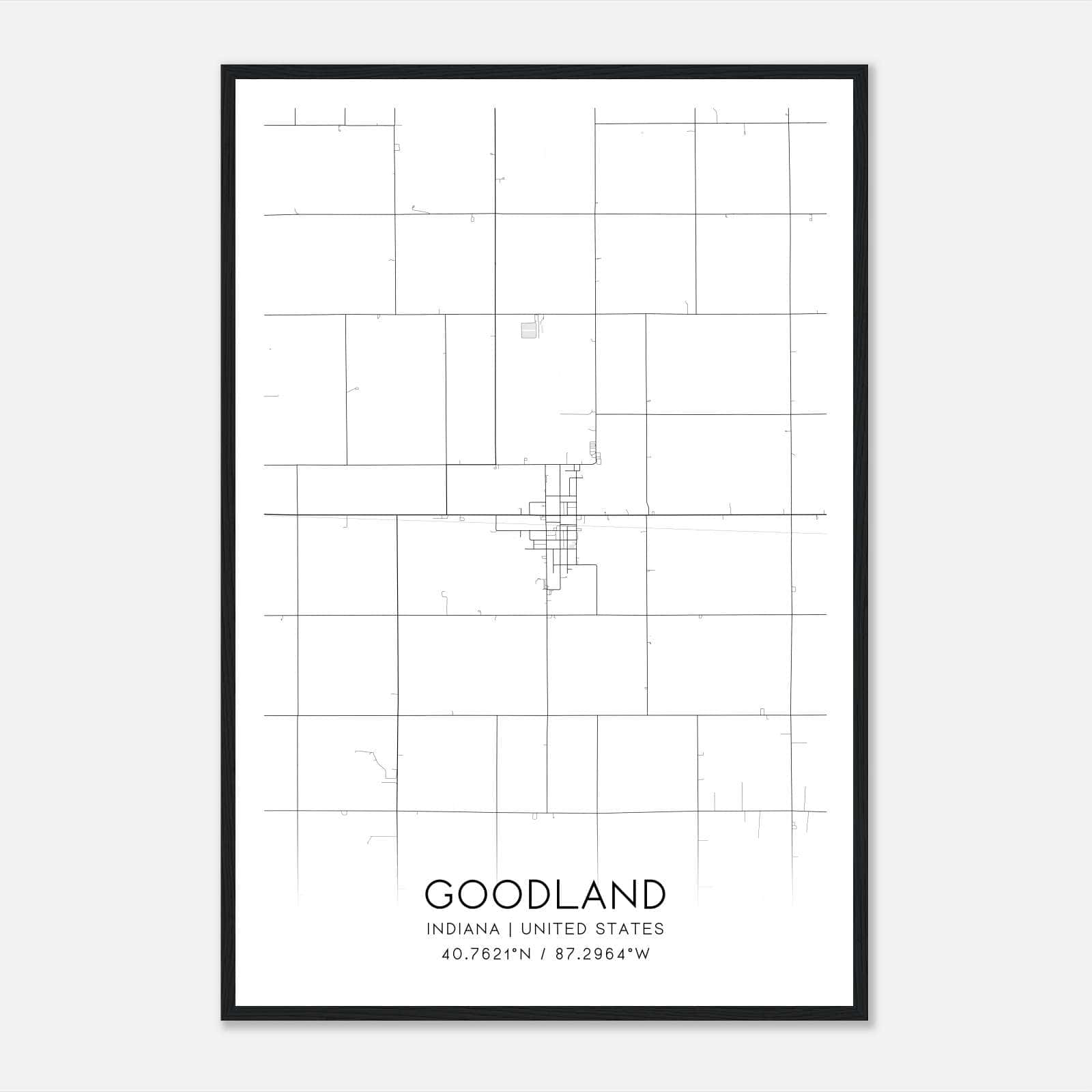 Goodland Indiana Map Poster, Modern Home Decor Wall Art Print - Custom ...