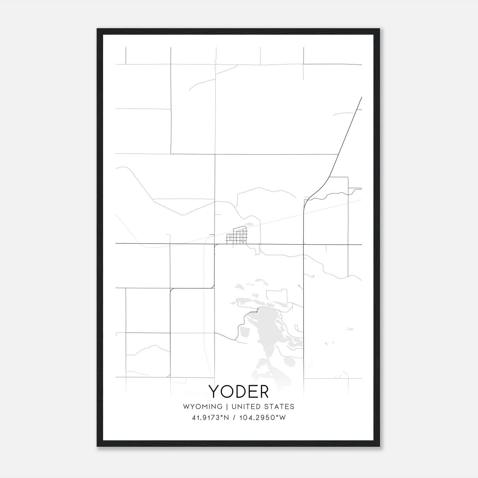 Yoder Wyoming Map Poster, Modern Home Decor Wall Art Print - Custom ...