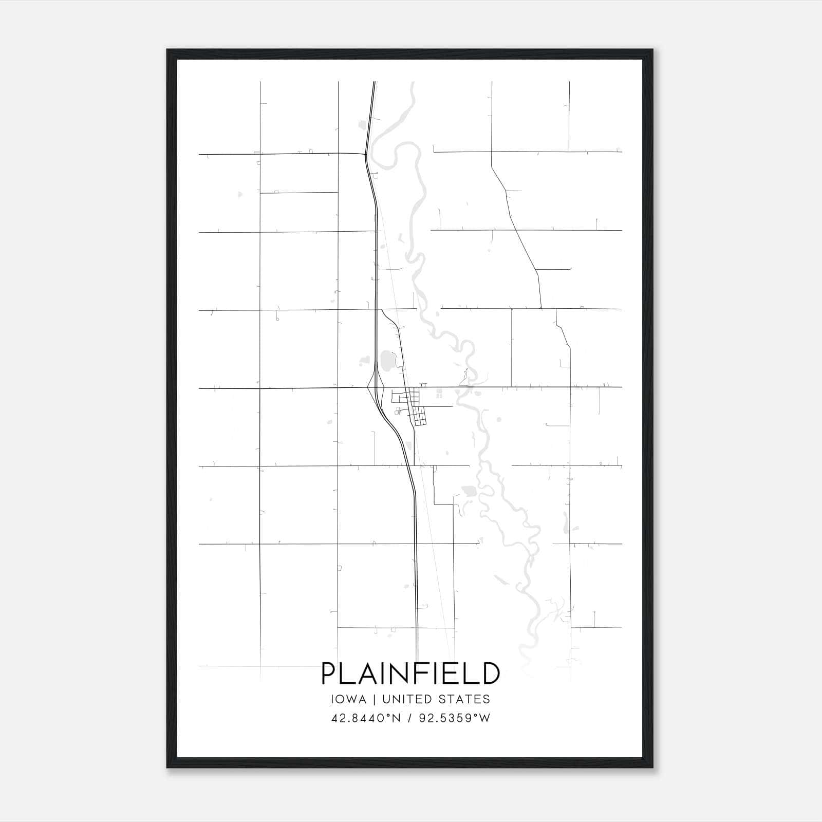 Plainfield Iowa Map Poster, Modern Home Decor Wall Art Print - Custom ...