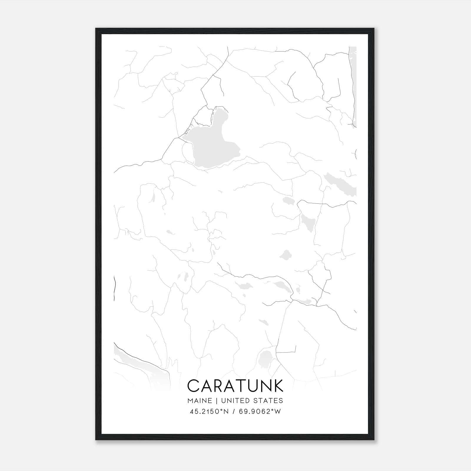 Caratunk Maine Map Poster, Modern Home Decor Wall Art Print - Custom ...
