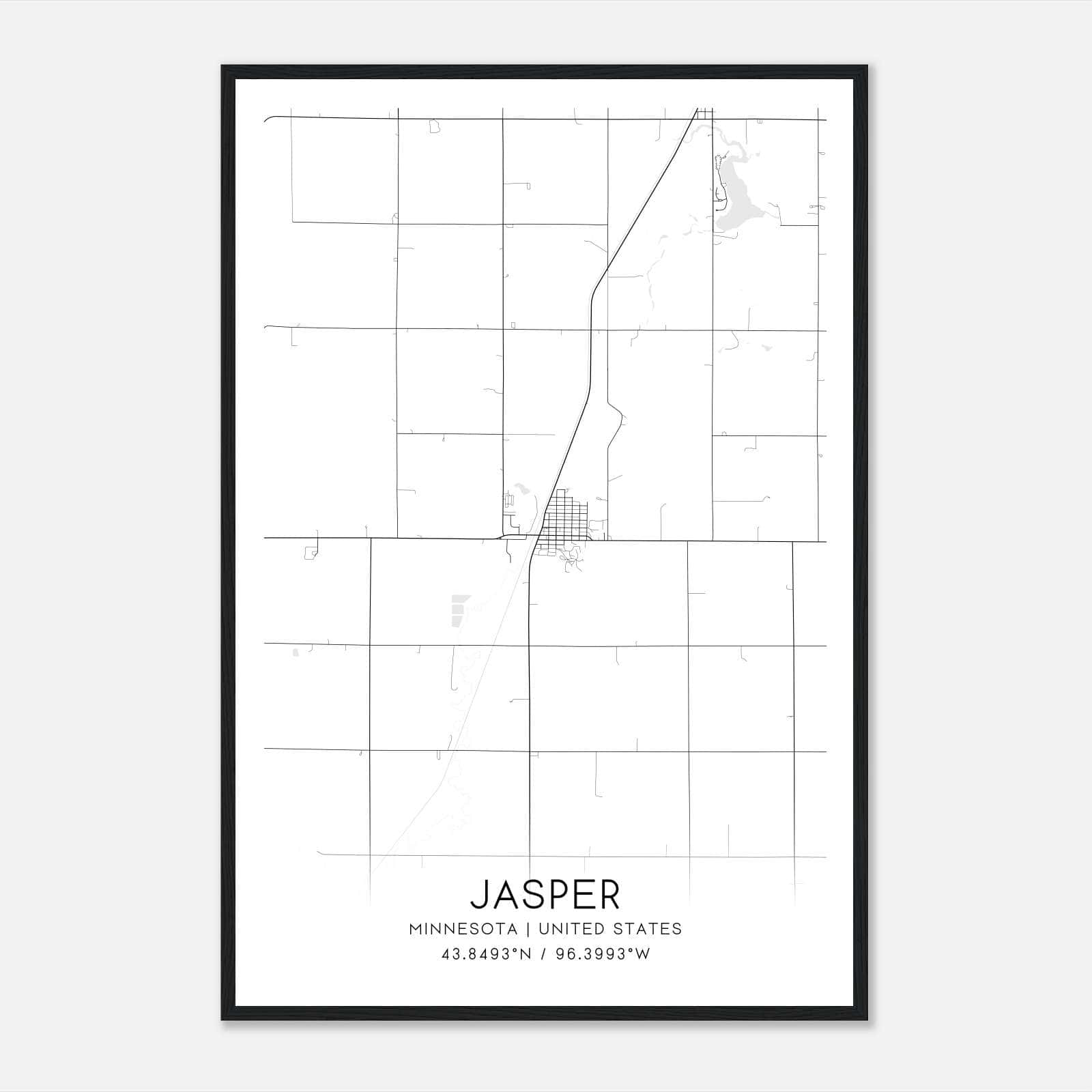 Jasper Minnesota Map Poster, Modern Home Decor Wall Art Print - Custom ...