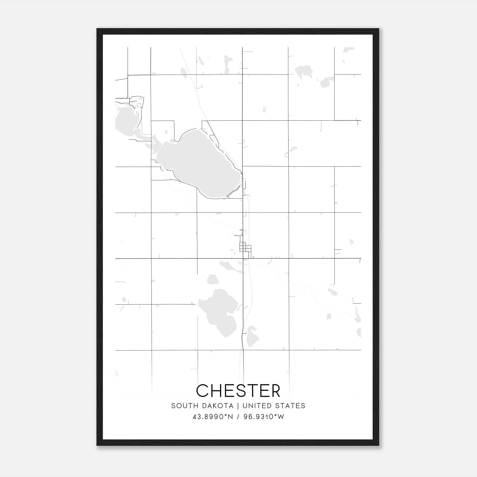 Chester South Dakota Map Poster, Modern Home Decor Wall Art Print ...