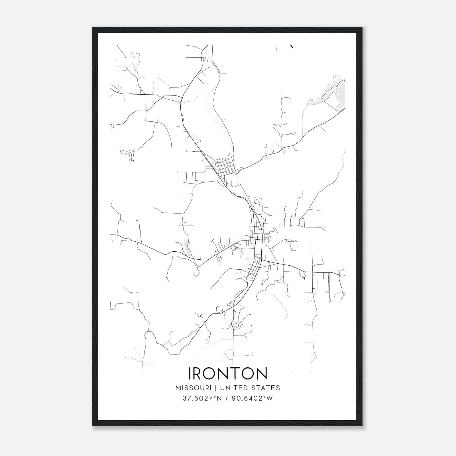 Ironton Missouri Map Poster, Modern Home Decor Wall Art Print - Custom ...