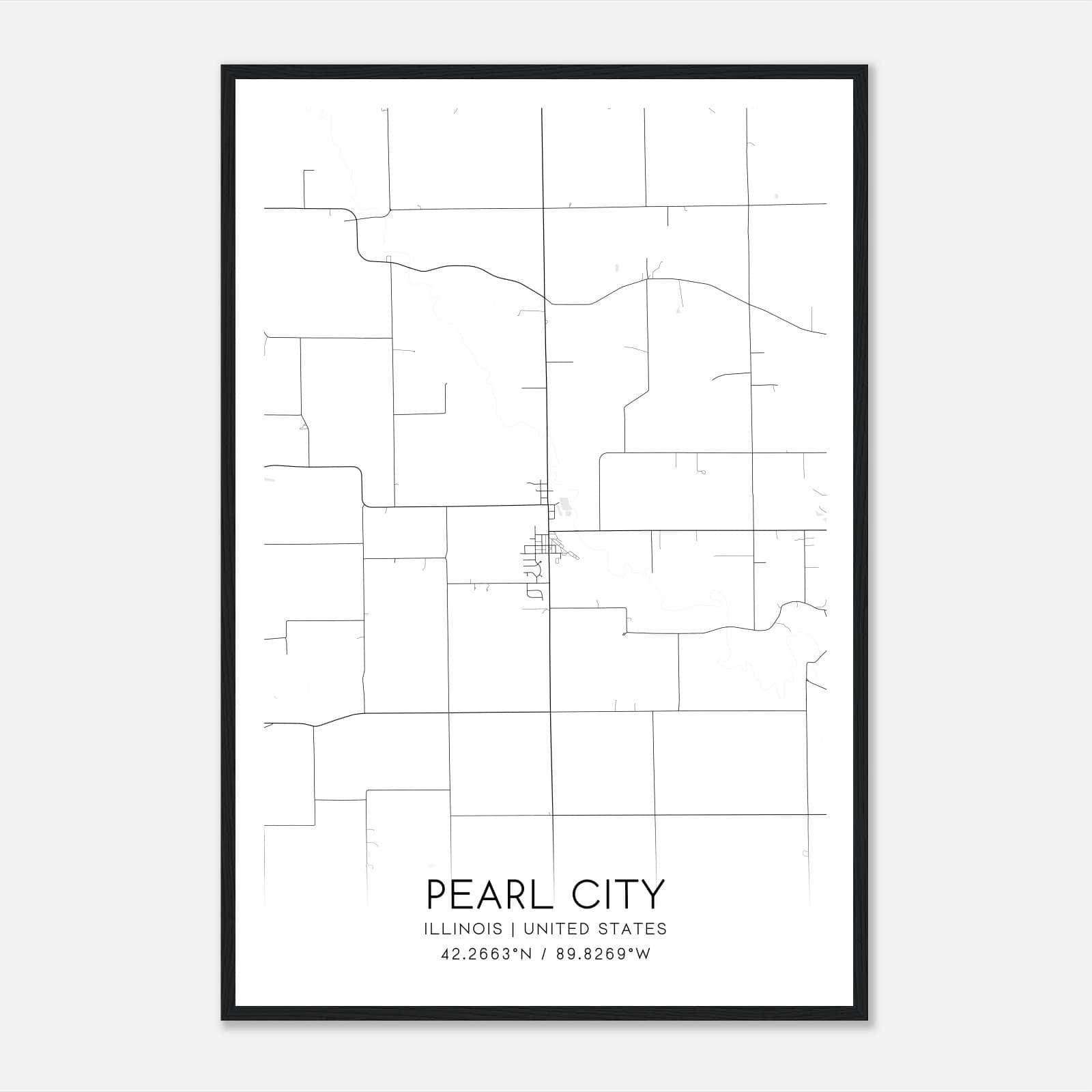 Pearl City Illinois Map Poster, Modern Home Decor Wall Art Print ...