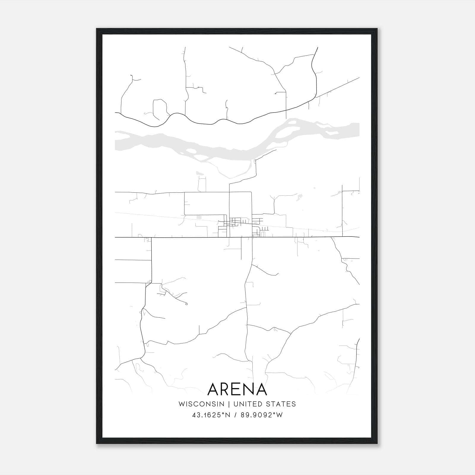 Arena Wisconsin Map Poster, Modern Home Decor Wall Art Print - Custom ...