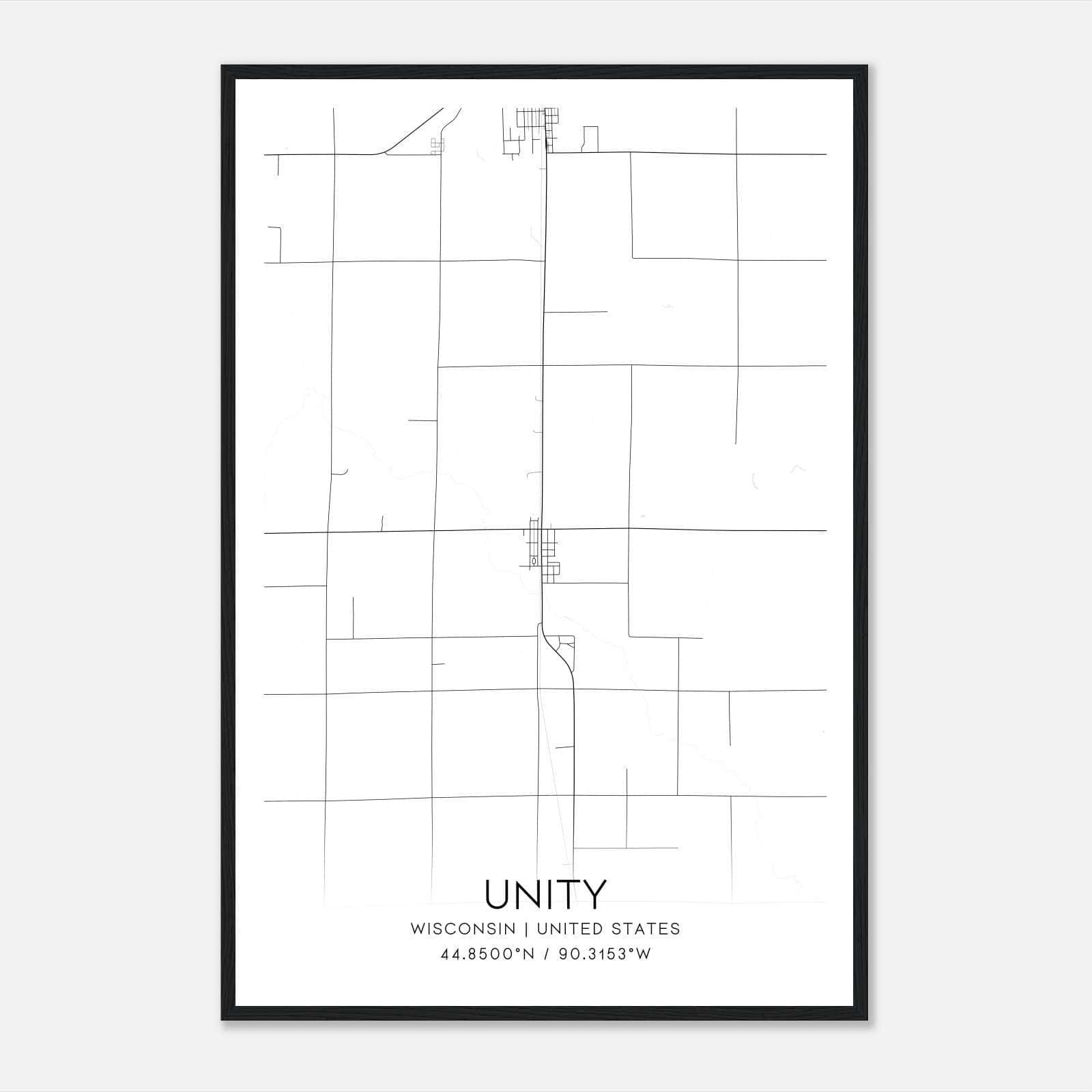 Unity Wisconsin Map Poster, Modern Home Decor Wall Art Print - Custom ...
