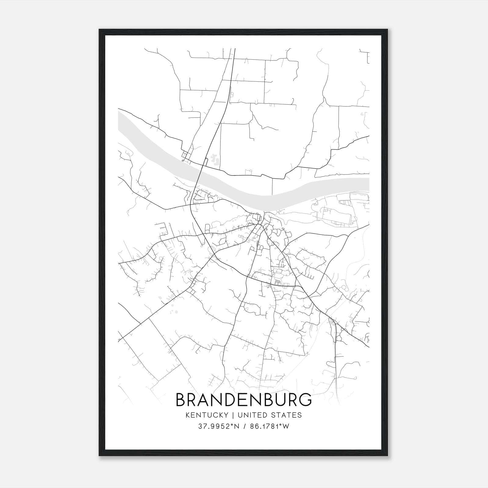 Brandenburg Kentucky Map Poster, Modern Home Decor Wall Art Print ...