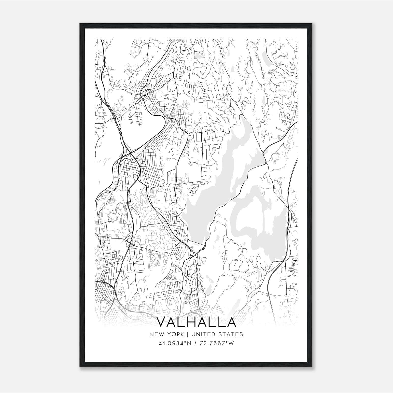 Valhalla New York Map Poster, Modern Home Decor Wall Art Print - Custom ...