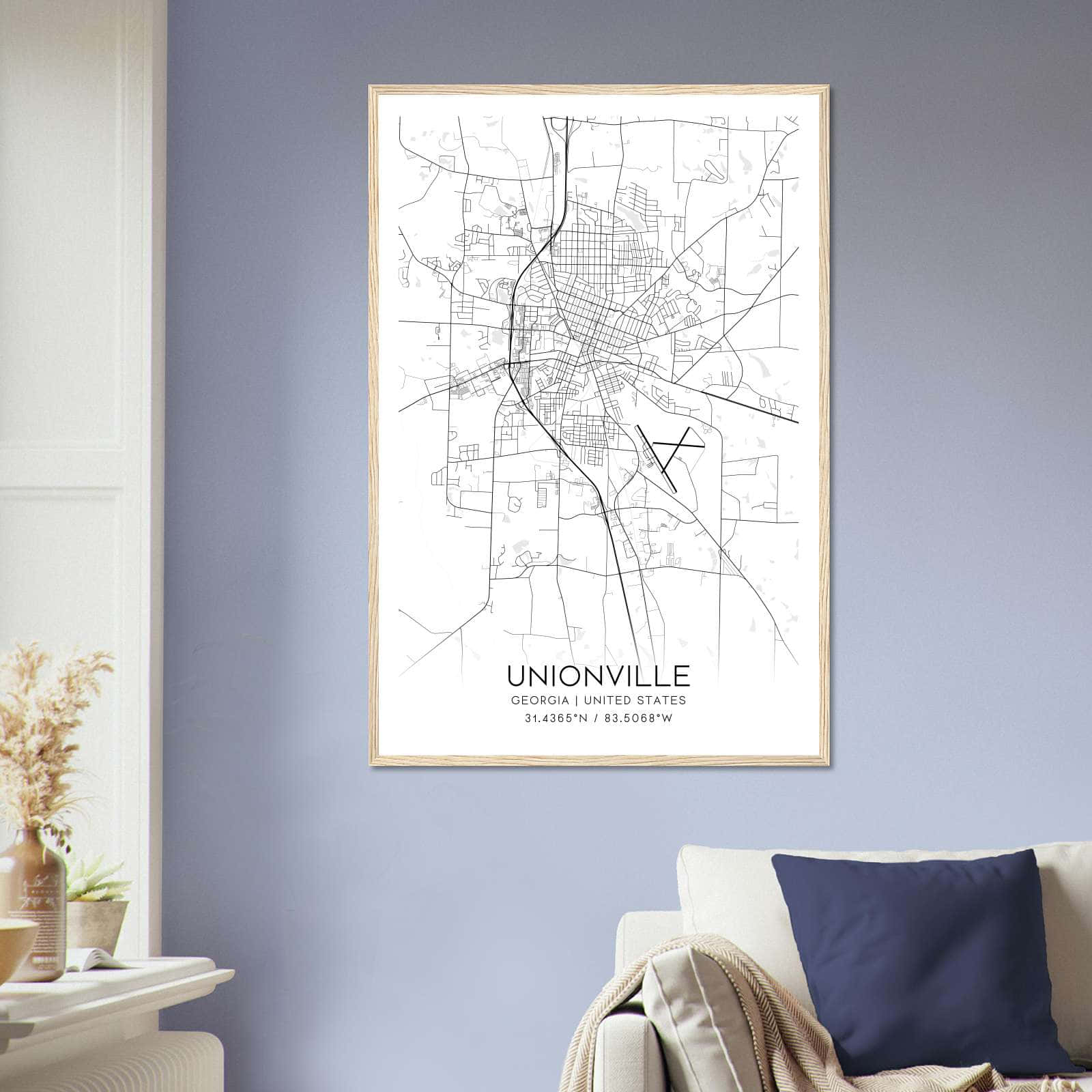 Unionville Georgia Map Poster, Modern Home Decor Wall Art Print ...