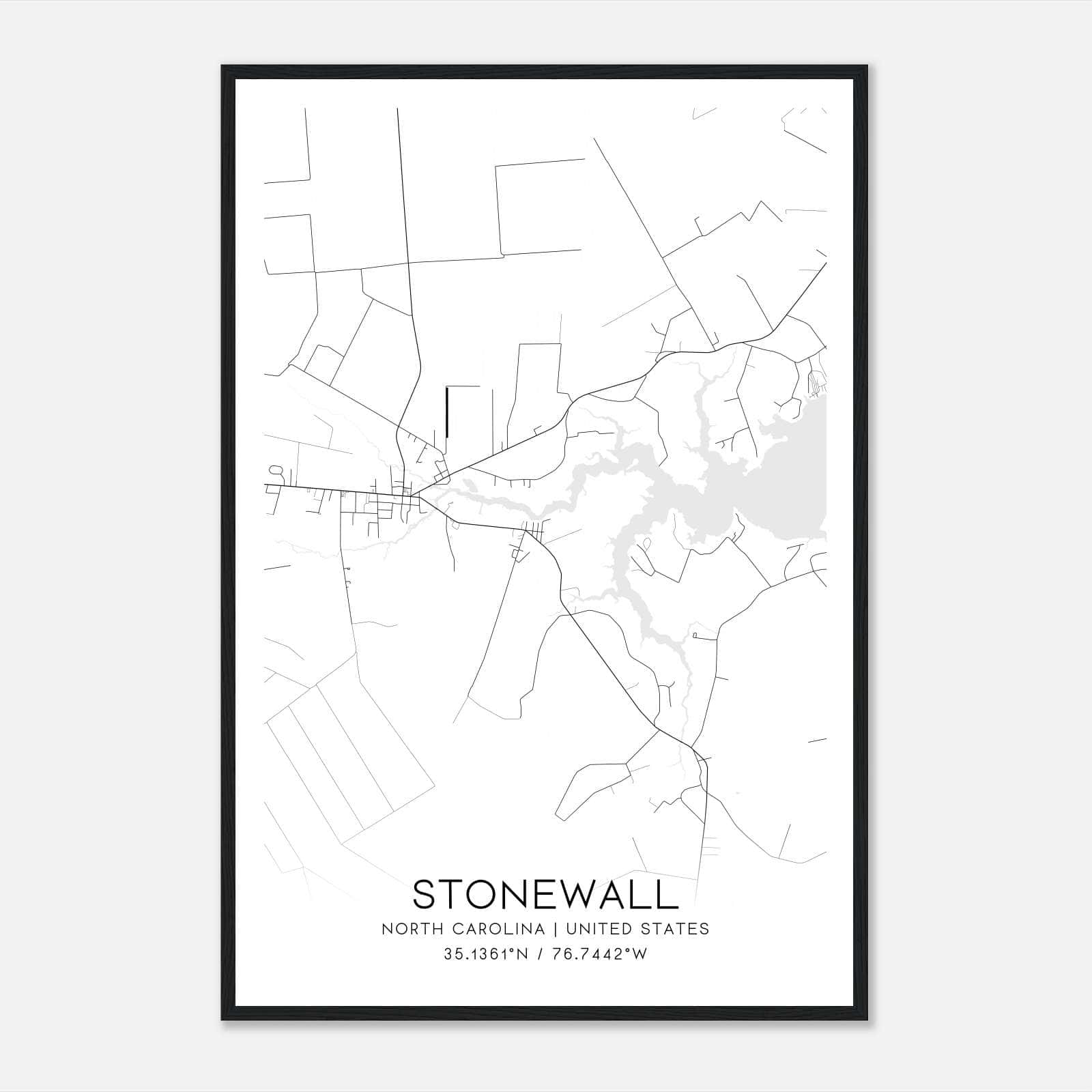 Stonewall North Carolina Map Poster, Modern Home Decor Wall Art Print ...