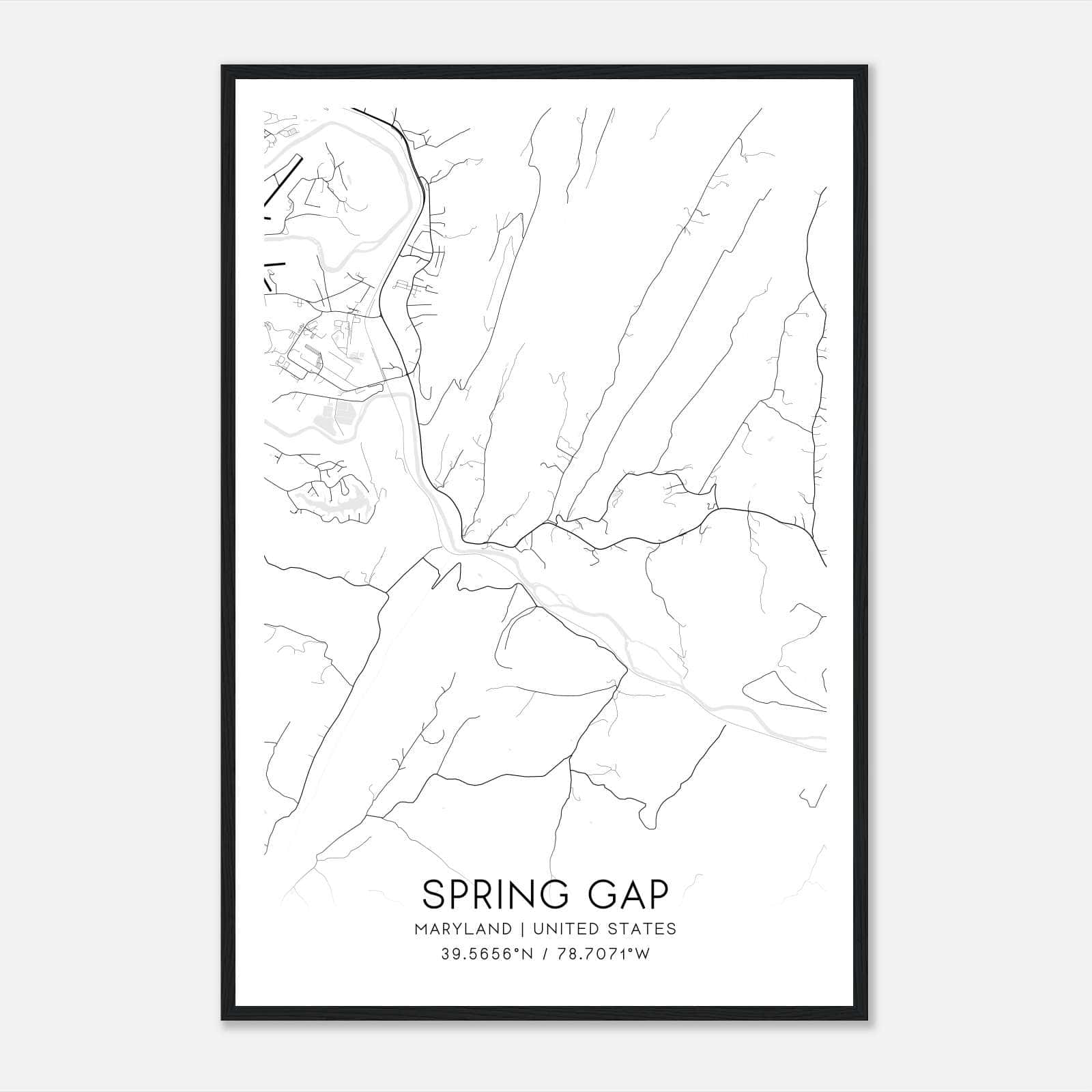 Spring Gap Maryland Map Poster, Modern Home Decor Wall Art Print ...