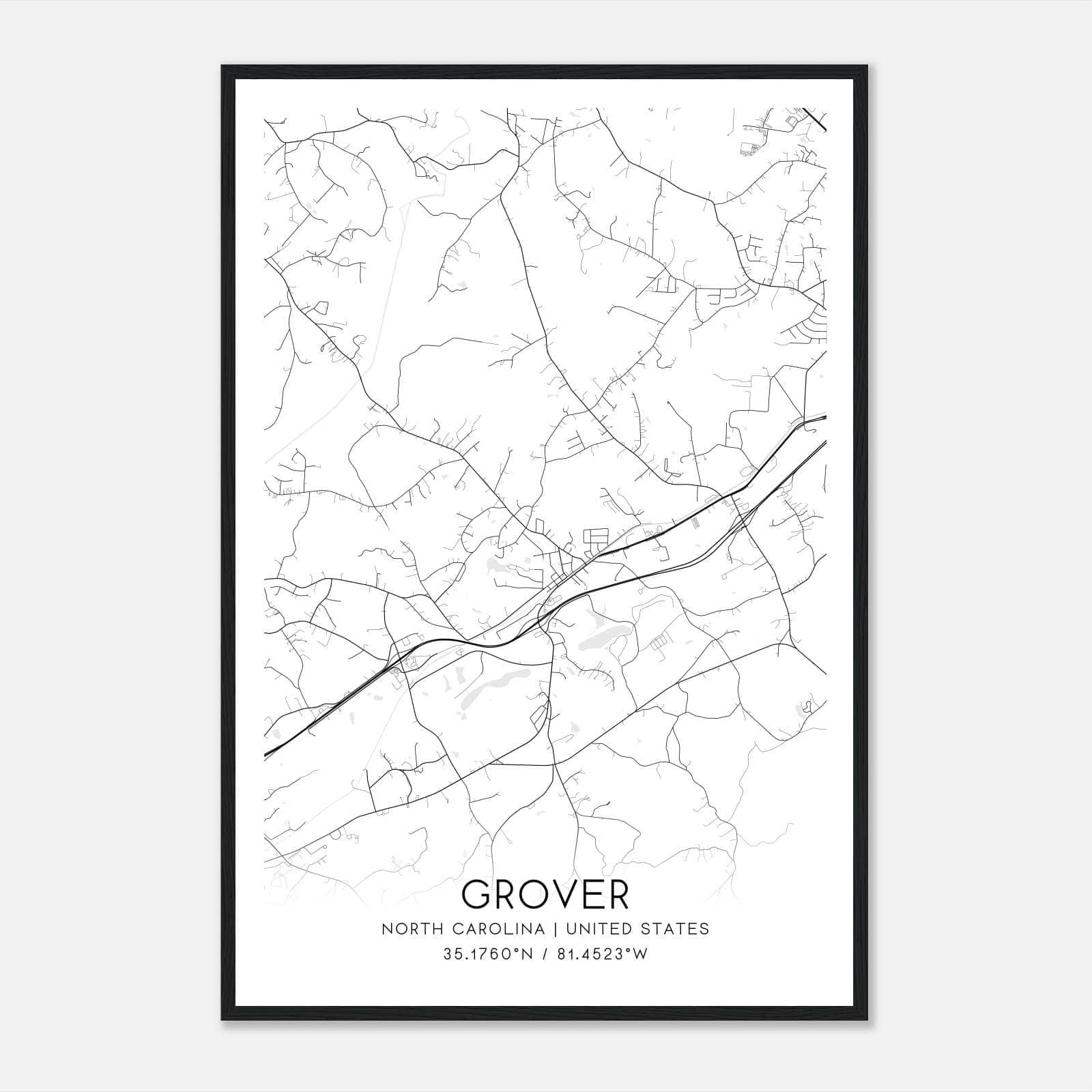 Grover North Carolina Map Poster, Modern Home Decor Wall Art Print ...