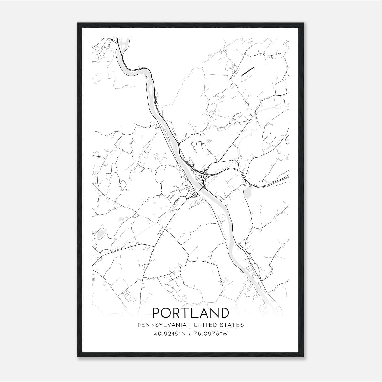 Portland Pennsylvania Map Poster, Modern Home Decor Wall Art Print ...