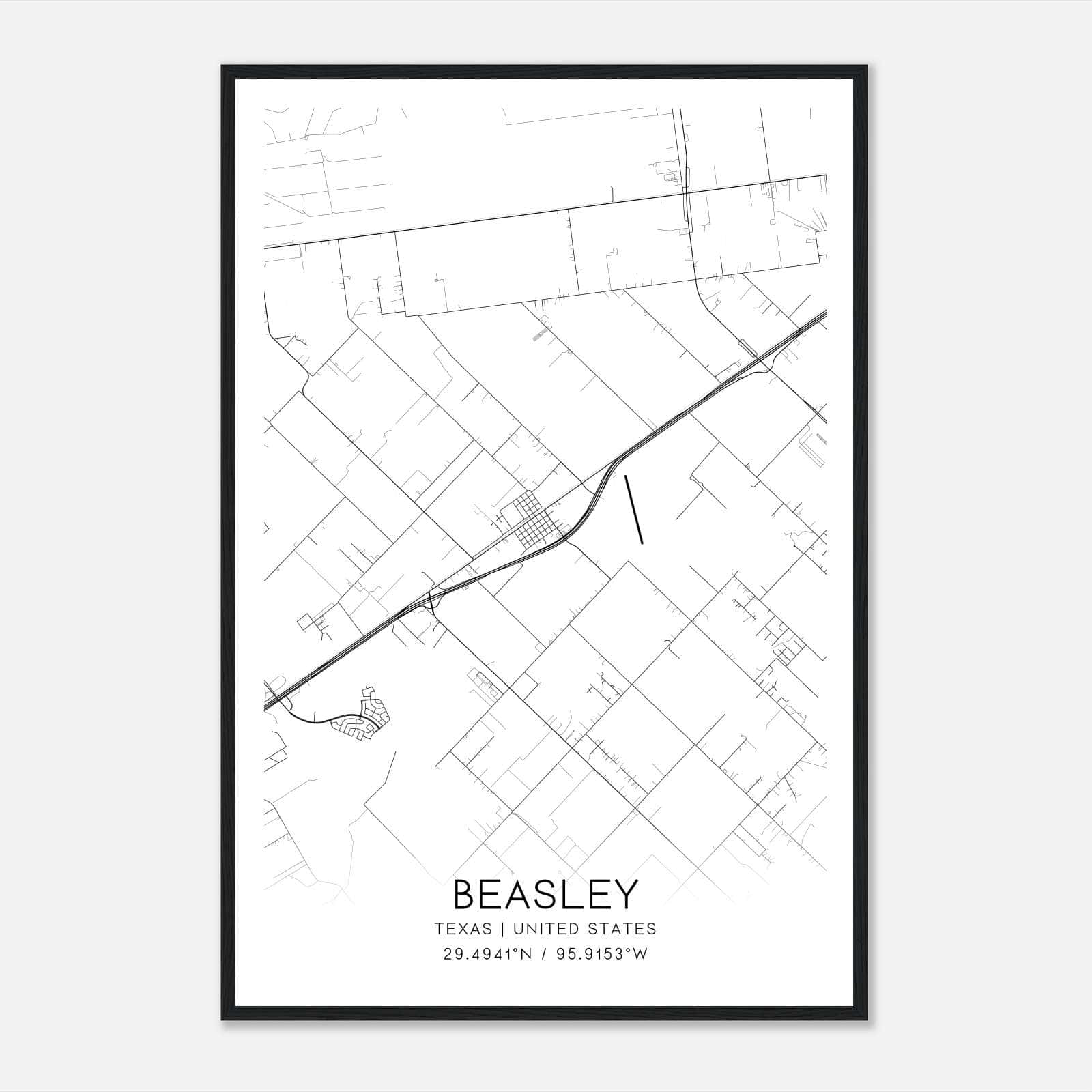 Beasley Texas Map Poster, Modern Home Decor Wall Art Print - Custom ...