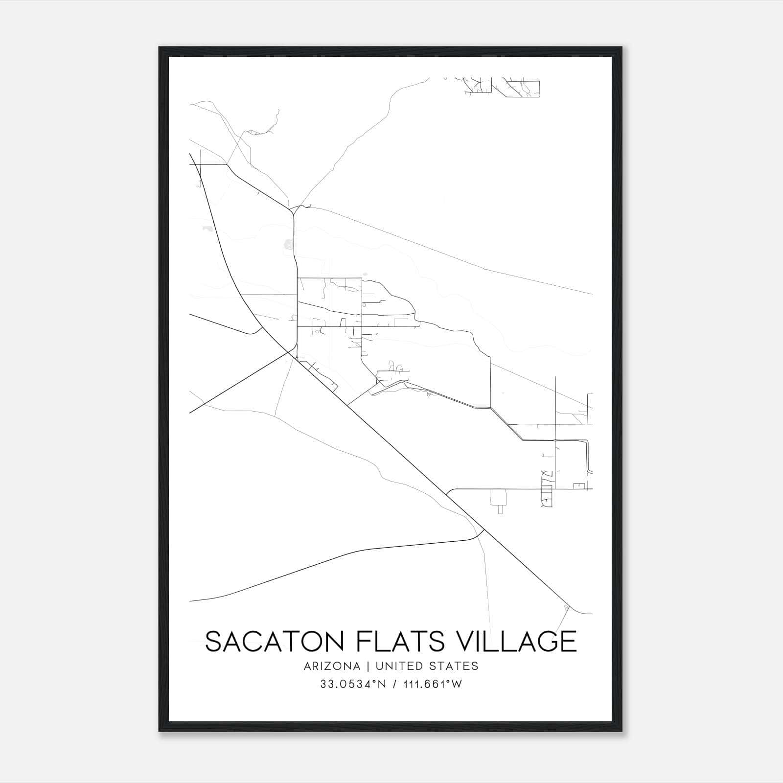 Sacaton Flats Village Arizona Map Poster, Modern Home Decor Wall Art ...