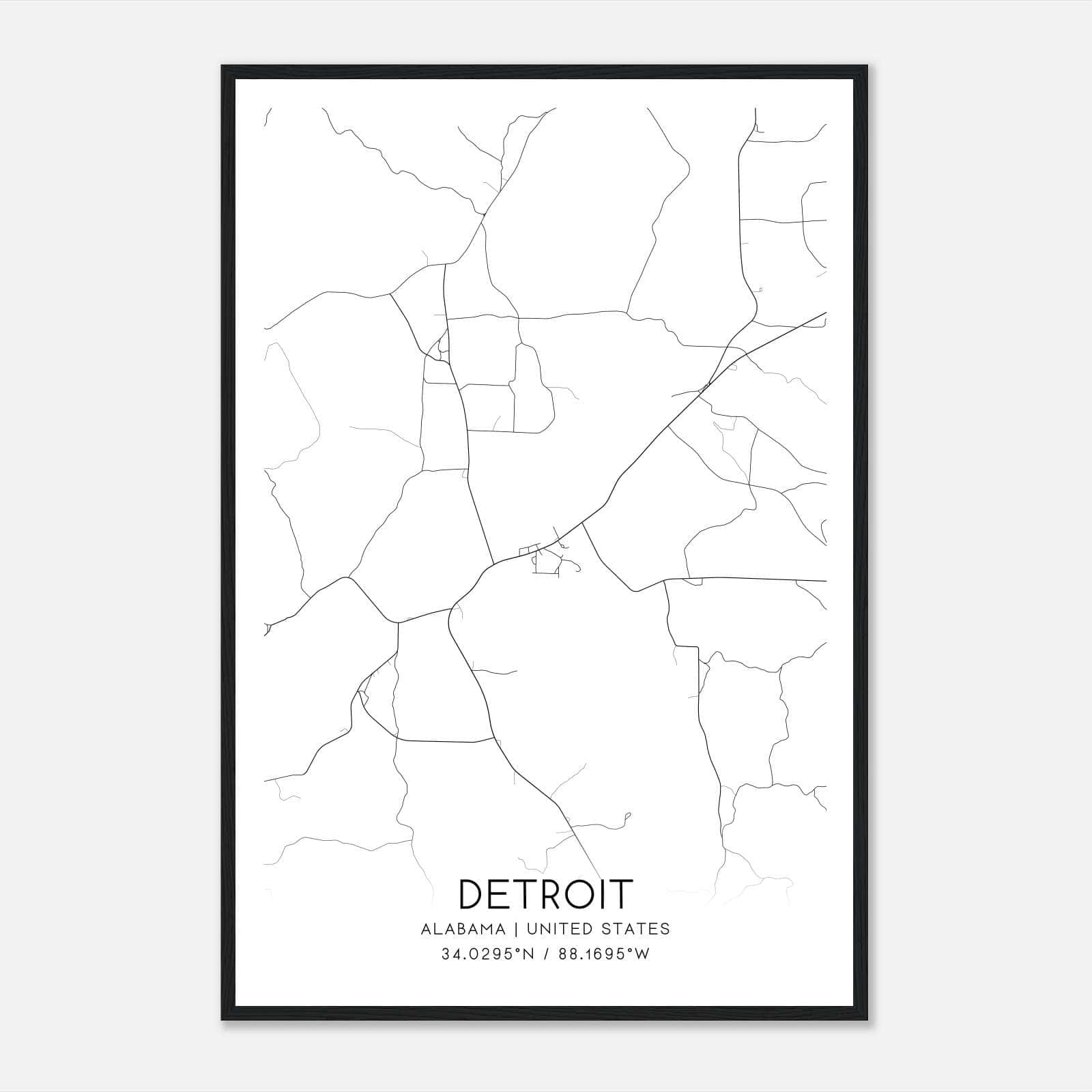 Detroit Alabama Map Poster, Modern Home Decor Wall Art Print - Custom ...