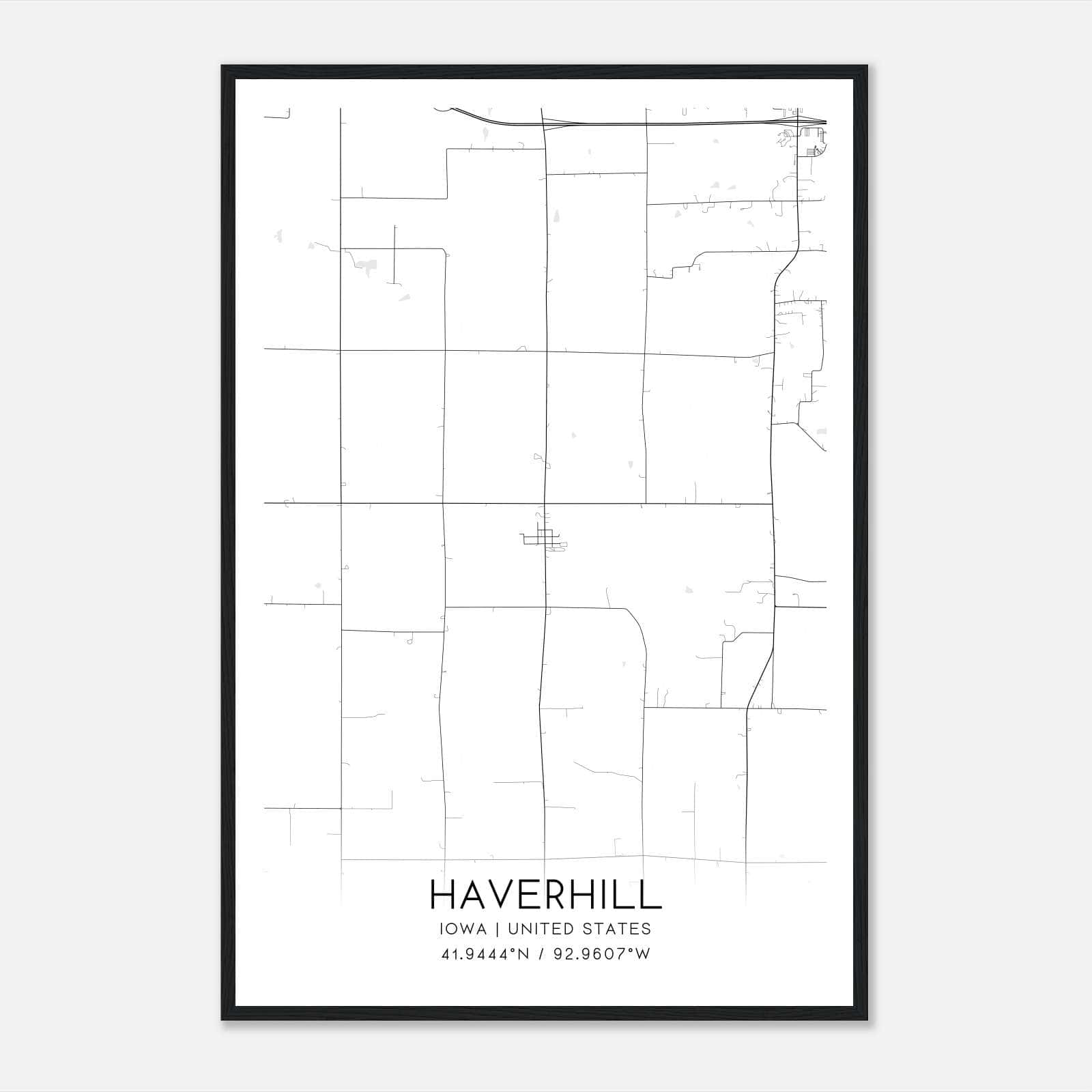 Haverhill Iowa Map Poster, Modern Home Decor Wall Art Print - Custom ...