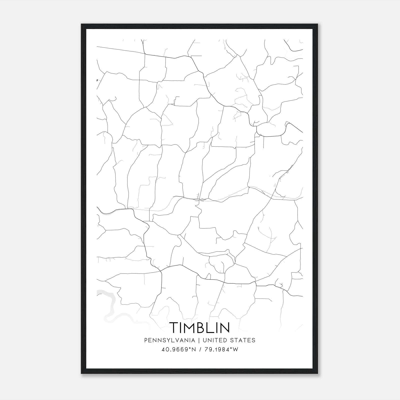 Timblin Pennsylvania Map Poster, Modern Home Decor Wall Art Print ...