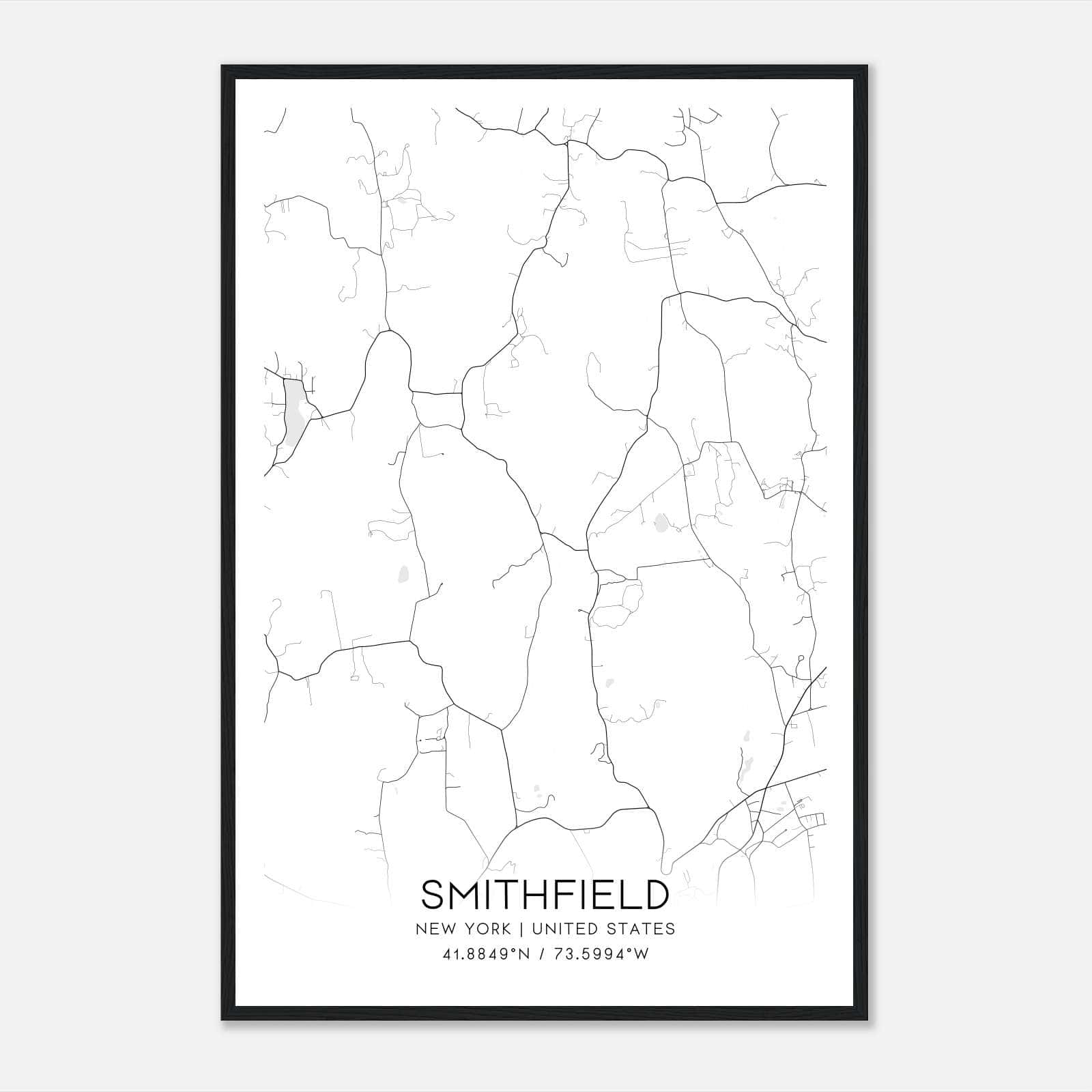 Smithfield New York Map Poster, Modern Home Decor Wall Art Print ...