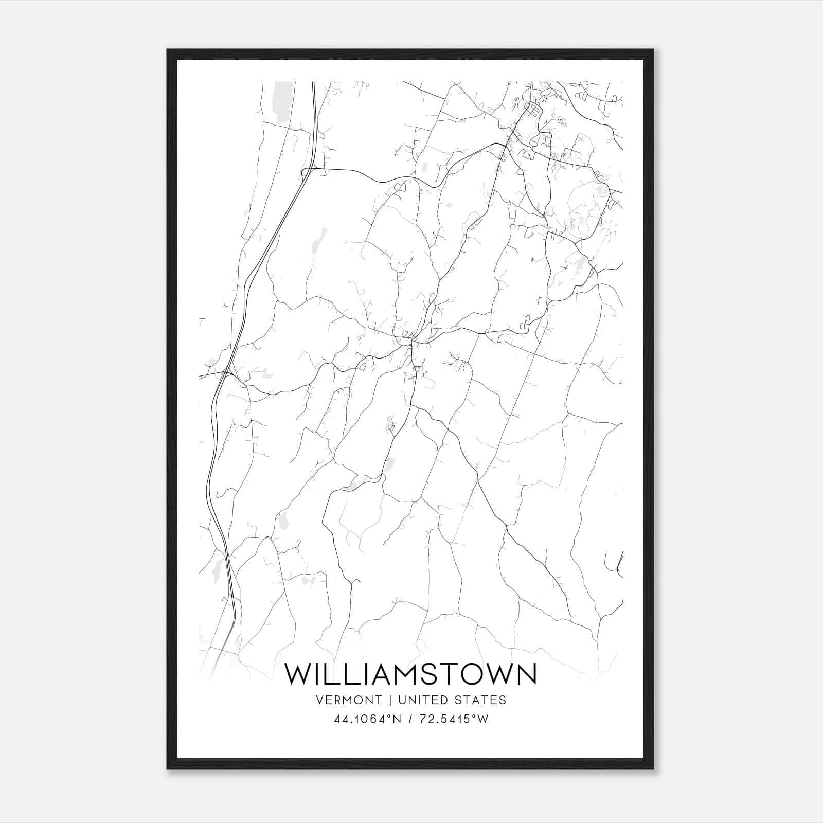 Williamstown Vermont Map Poster, Modern Home Decor Wall Art Print ...
