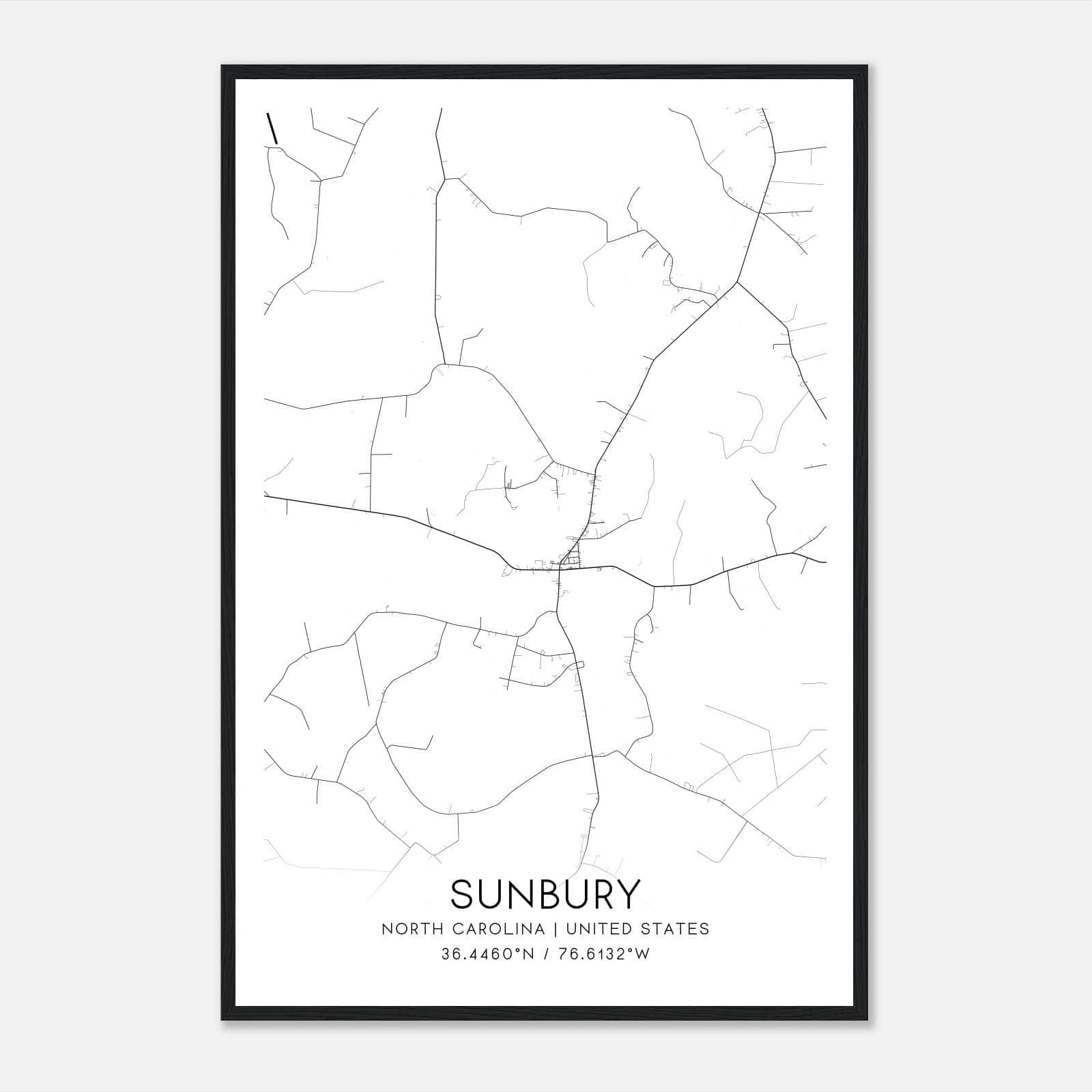 Sunbury North Carolina Map Poster, Modern Home Decor Wall Art Print ...