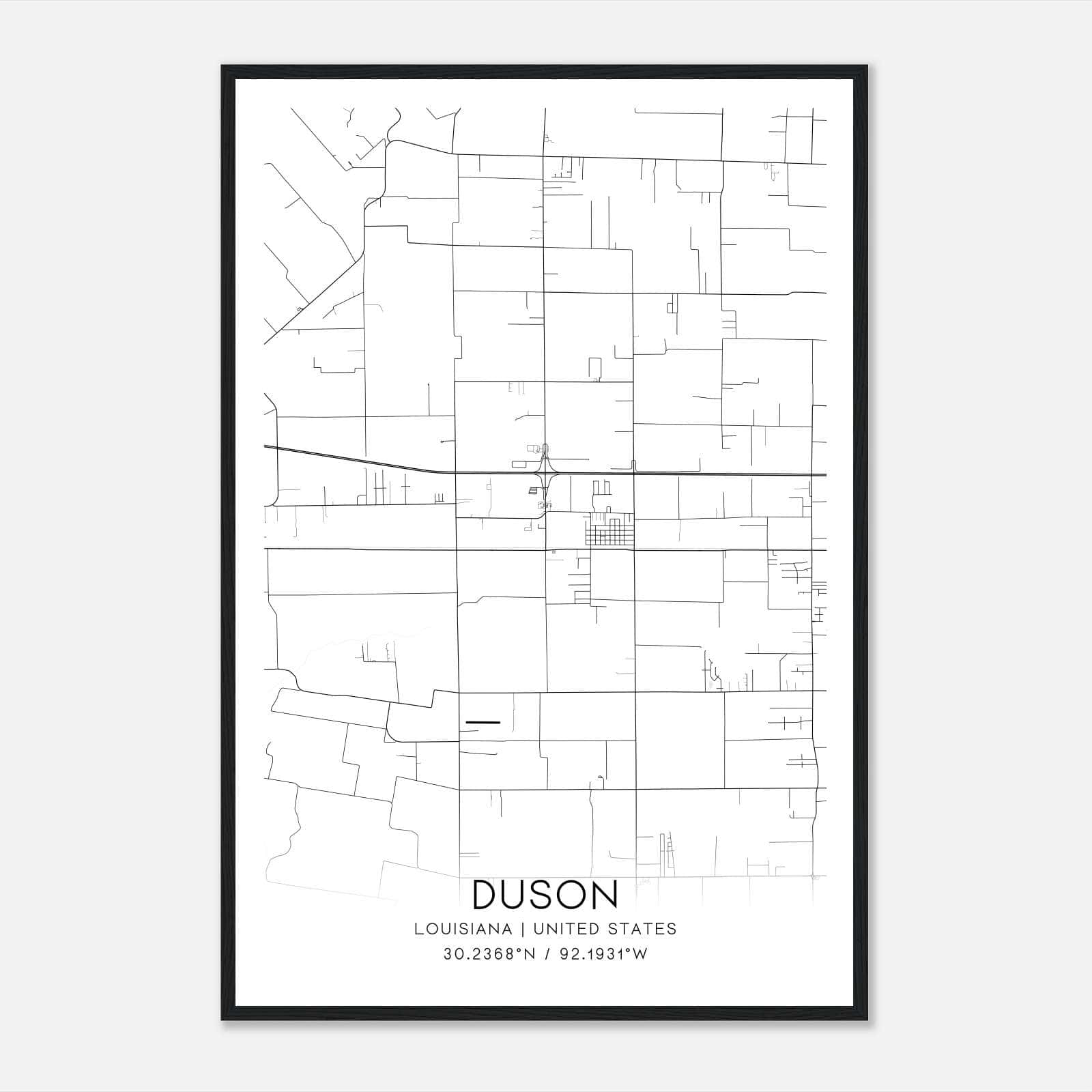 Duson Louisiana Map Poster, Modern Home Decor Wall Art Print - Custom ...